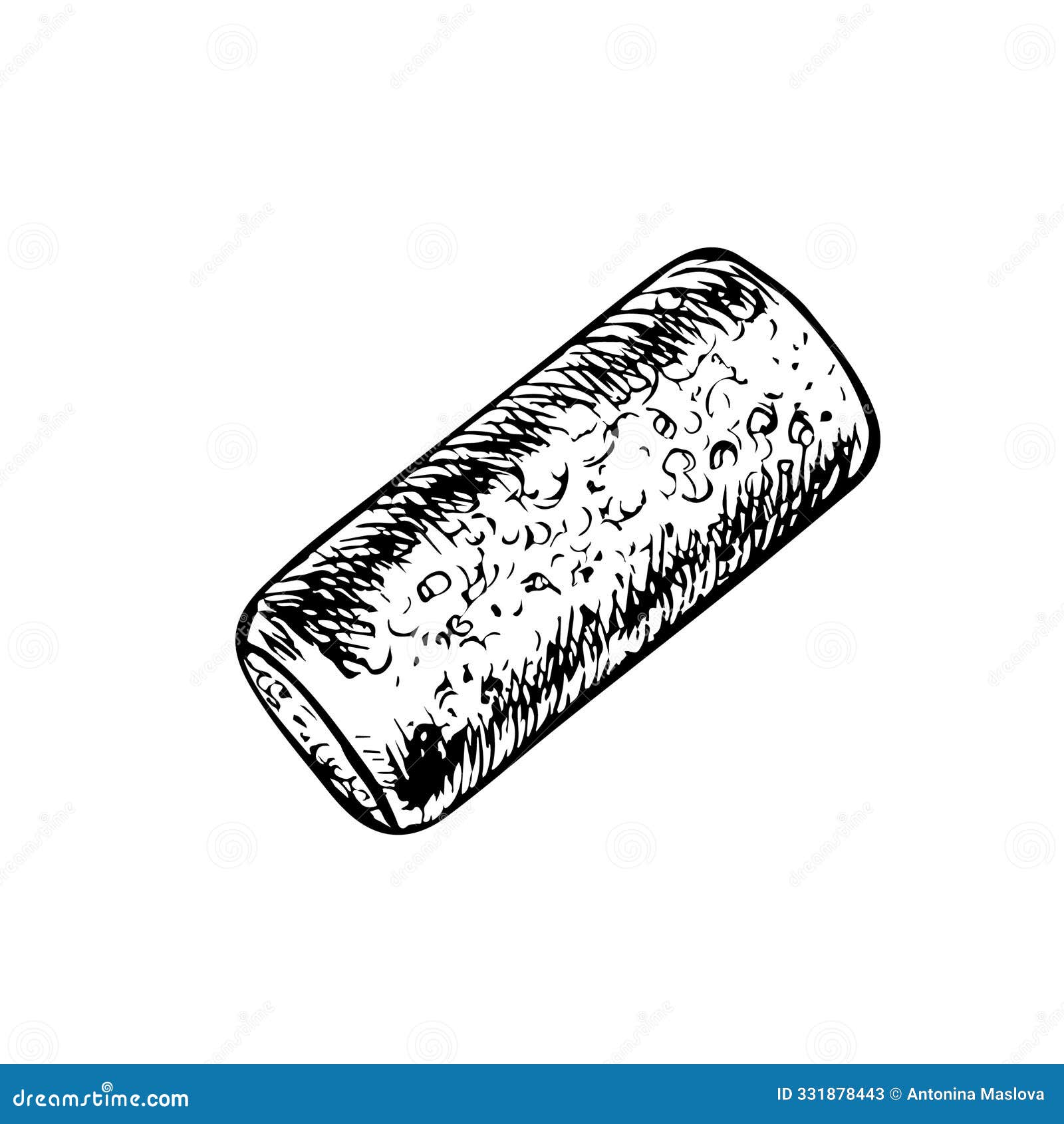 A Wine Cork. Vector Graphics, Black and White Hand-drawn Illustrations ...
