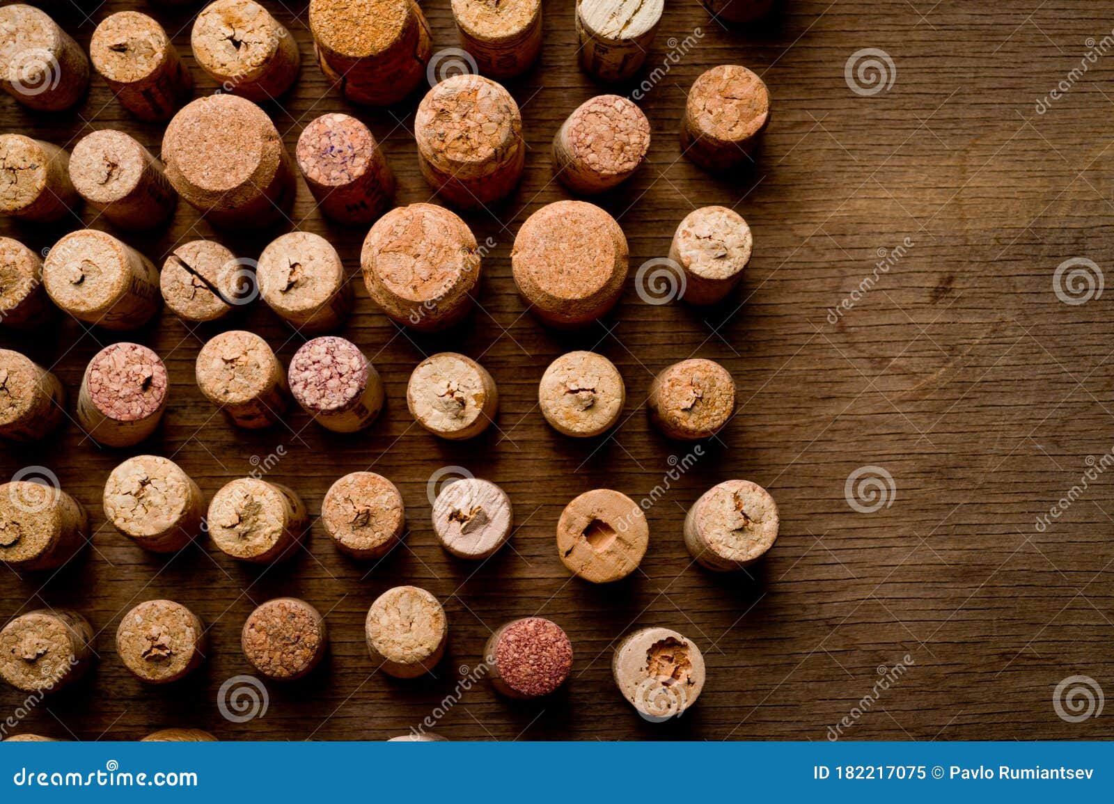 Wine Corks of Different Sizes, Standing Upright on an Old Wooden ...
