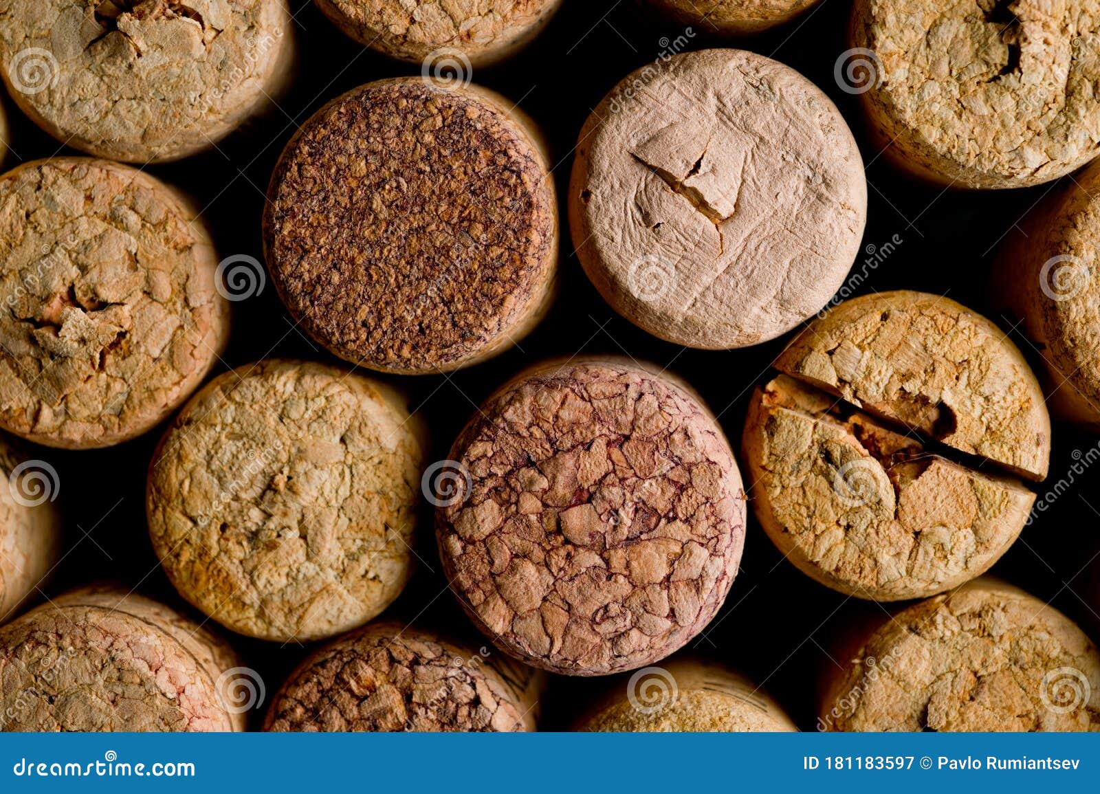 Wine Corks of Different Sizes, Standing Upright on an Old Wooden ...