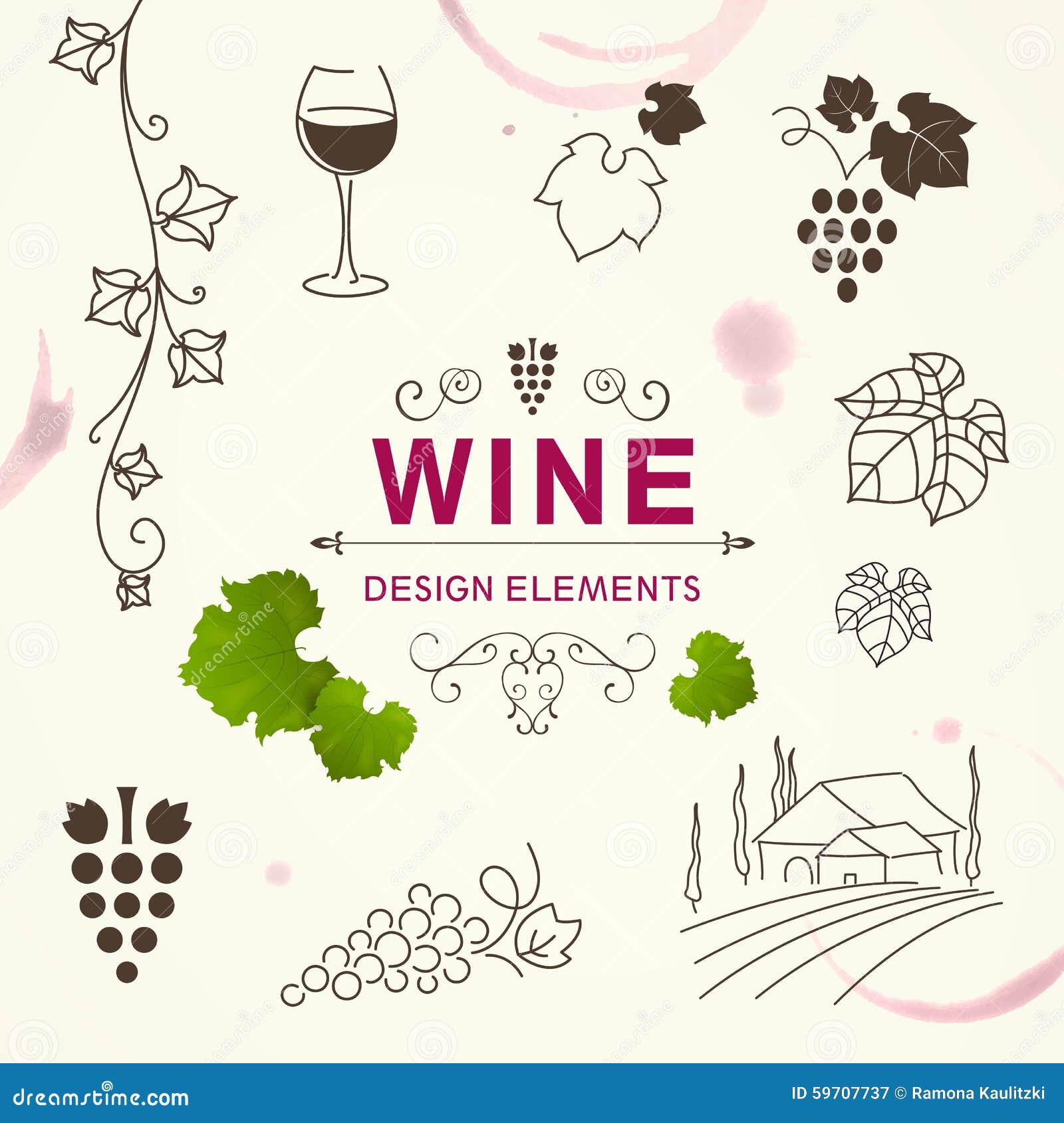 Wine Design Elements stock illustration. Illustration of restaurant ...