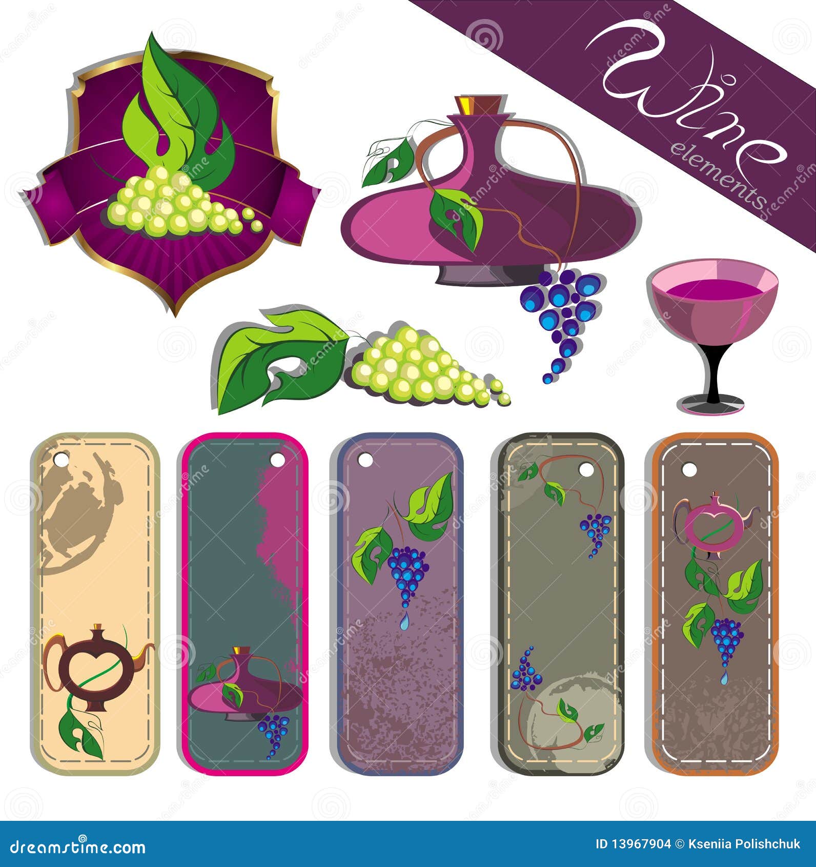 Wine elements stock vector. Illustration of horticulture - 13967904