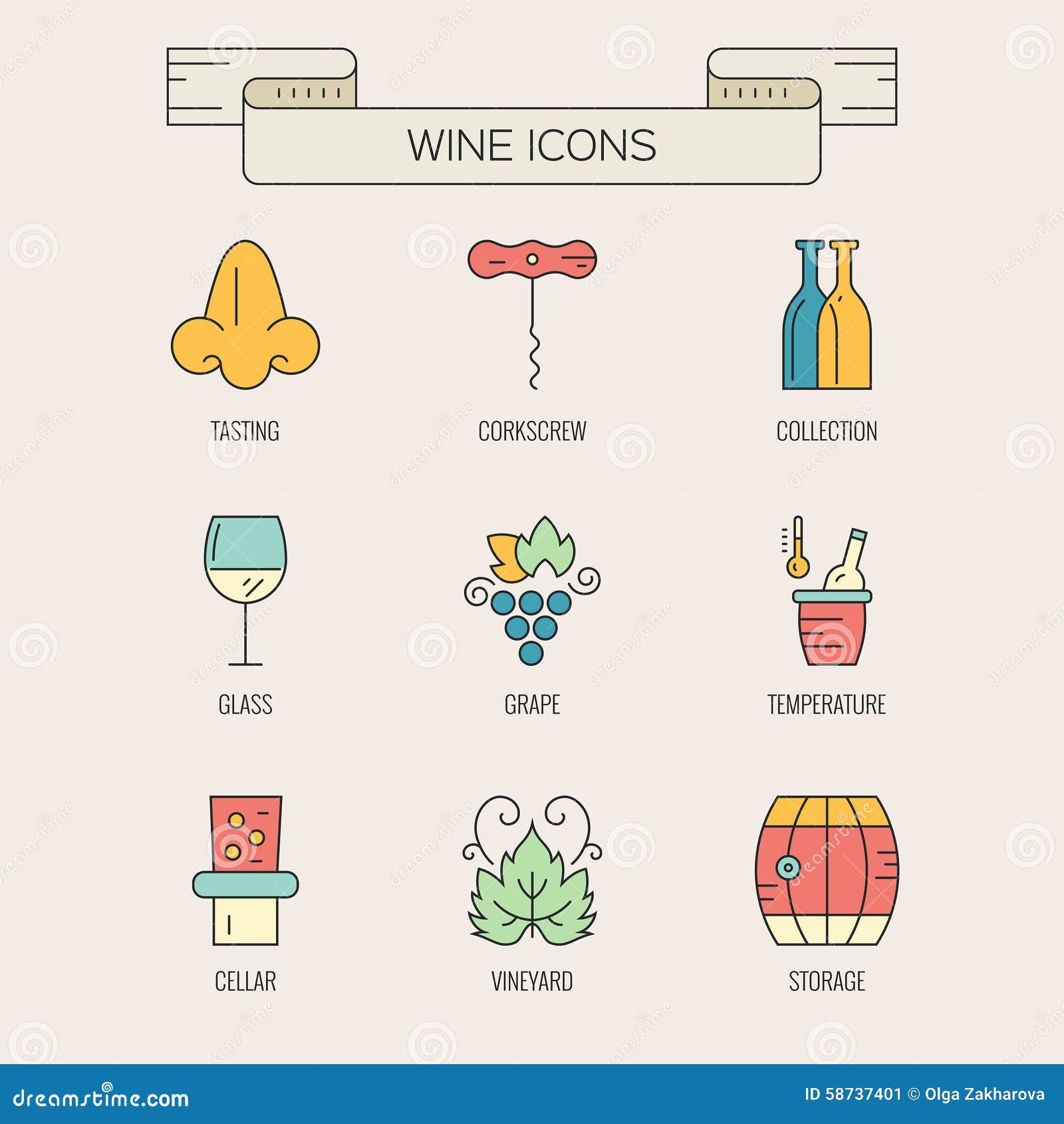 Wine Elements stock vector. Illustration of drink, mobile - 58737401