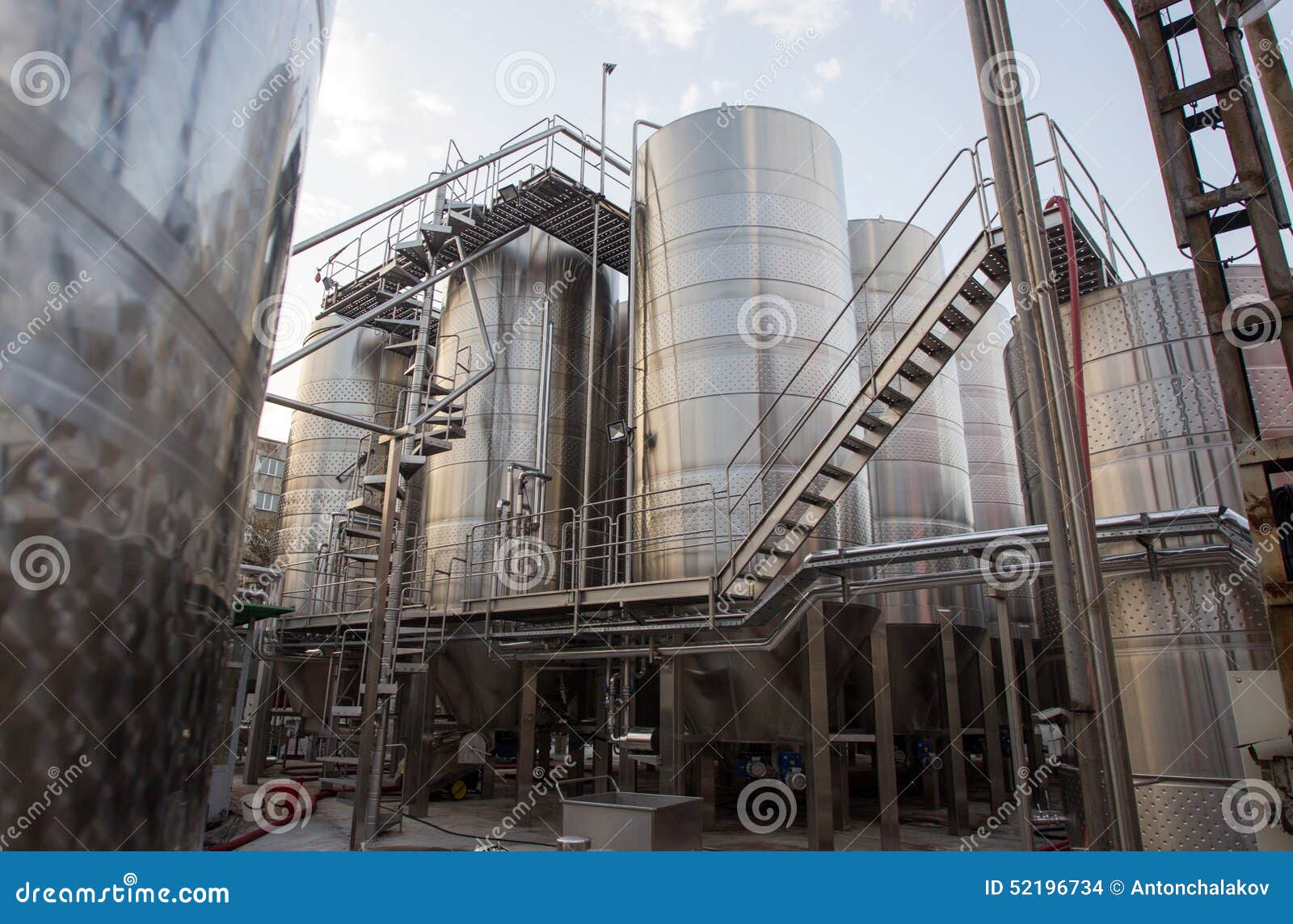 Wine Factory Aluminum Barrels Stock Photo - Image of industry, alcohol ...