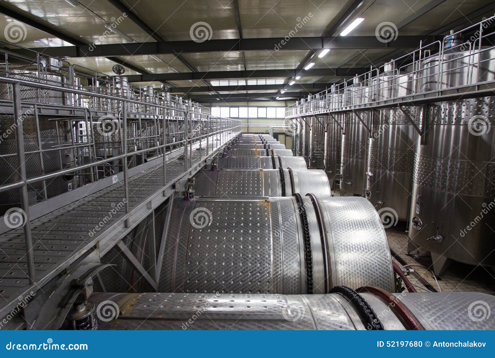 Wine Factory Aluminum Barrels Stock Photo - Image of fermentation ...