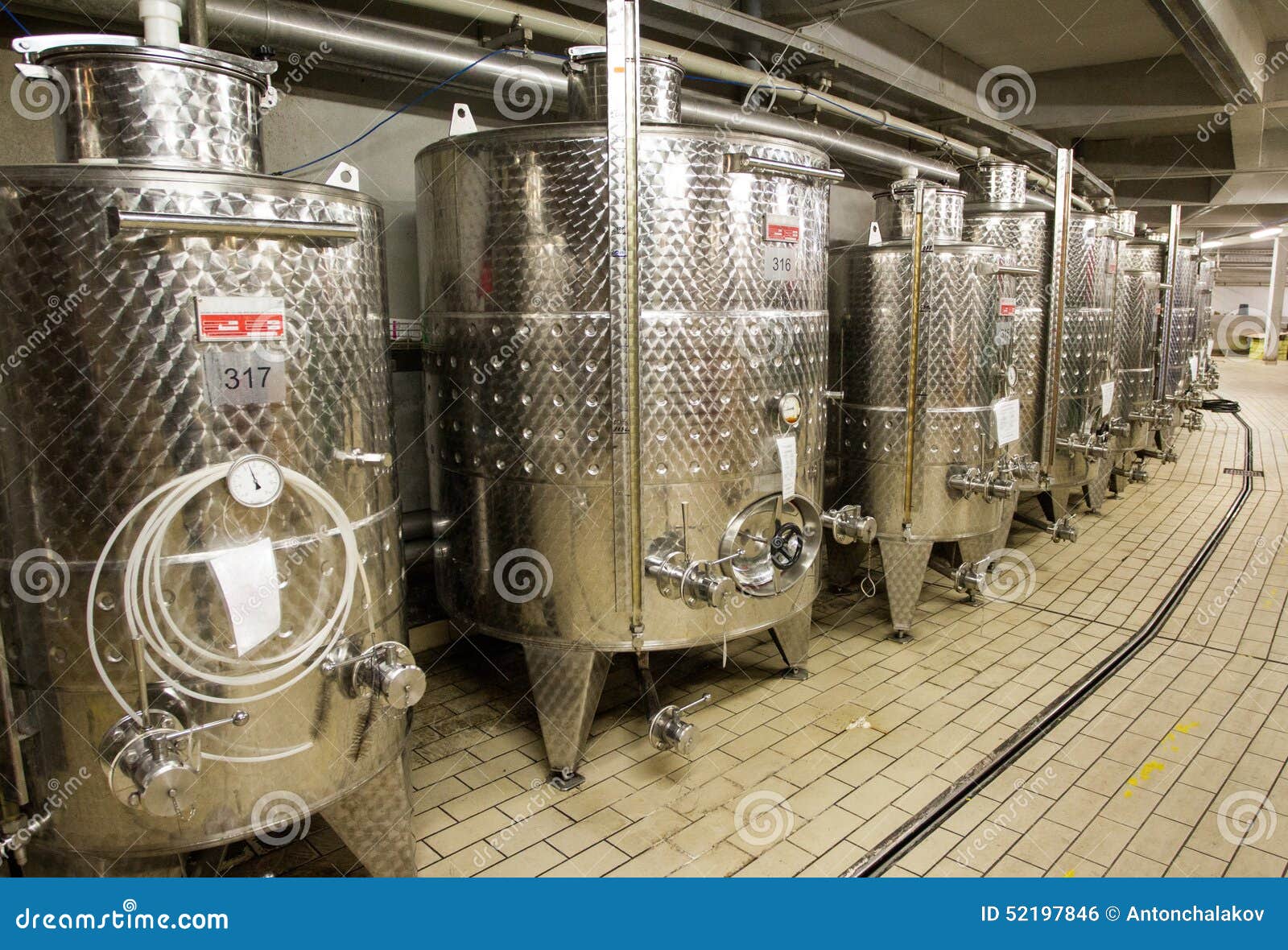 Wine Factory Aluminum Barrels Stock Photo - Image of cold, mature: 52197846