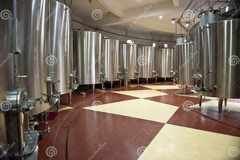 Wine Fermentation in Big Vats Stock Photo - Image of tanks, metal: 26843822