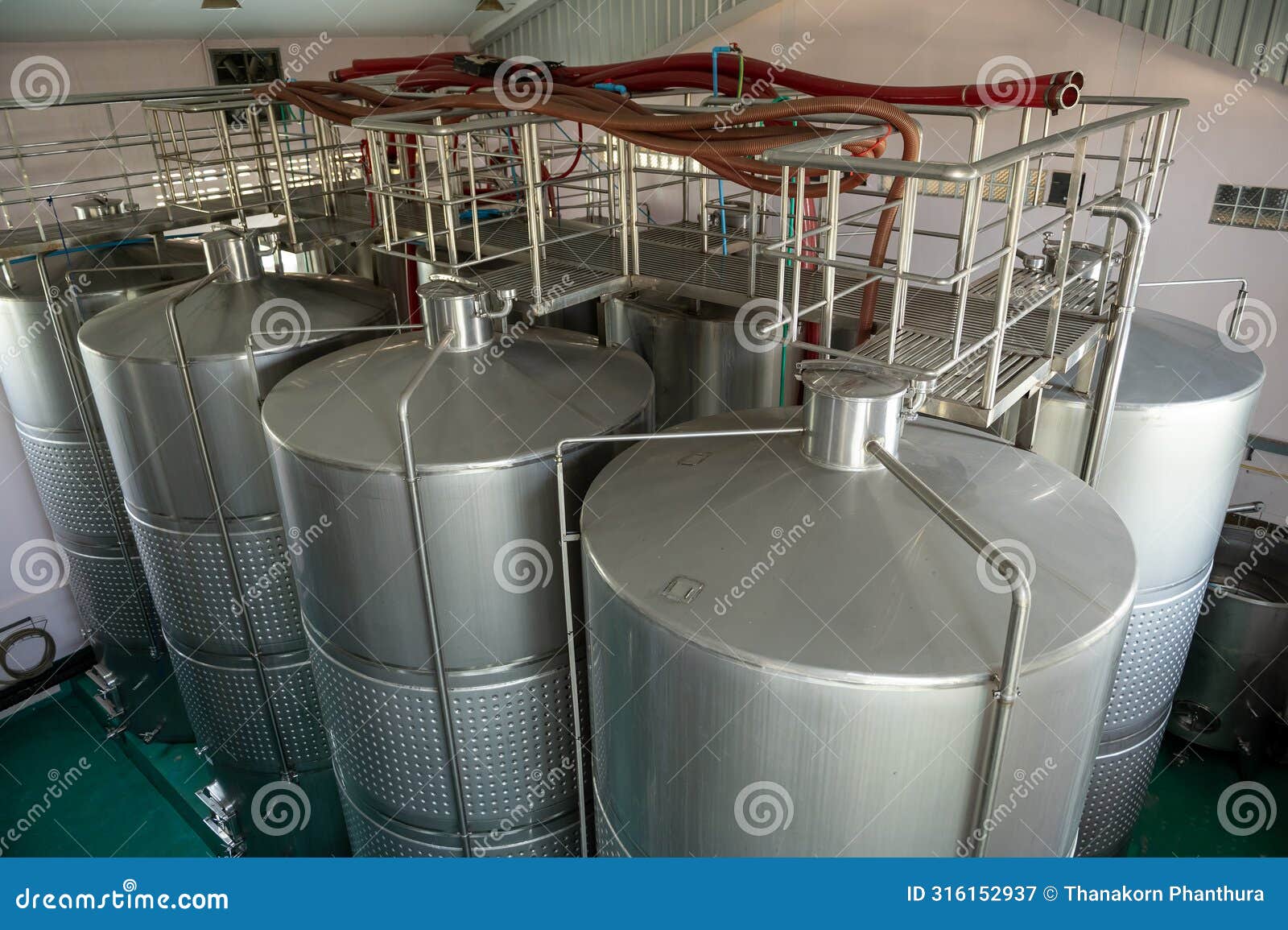 Wine Fermentation Tanks in Modern Wine Factory Stock Image - Image of ...