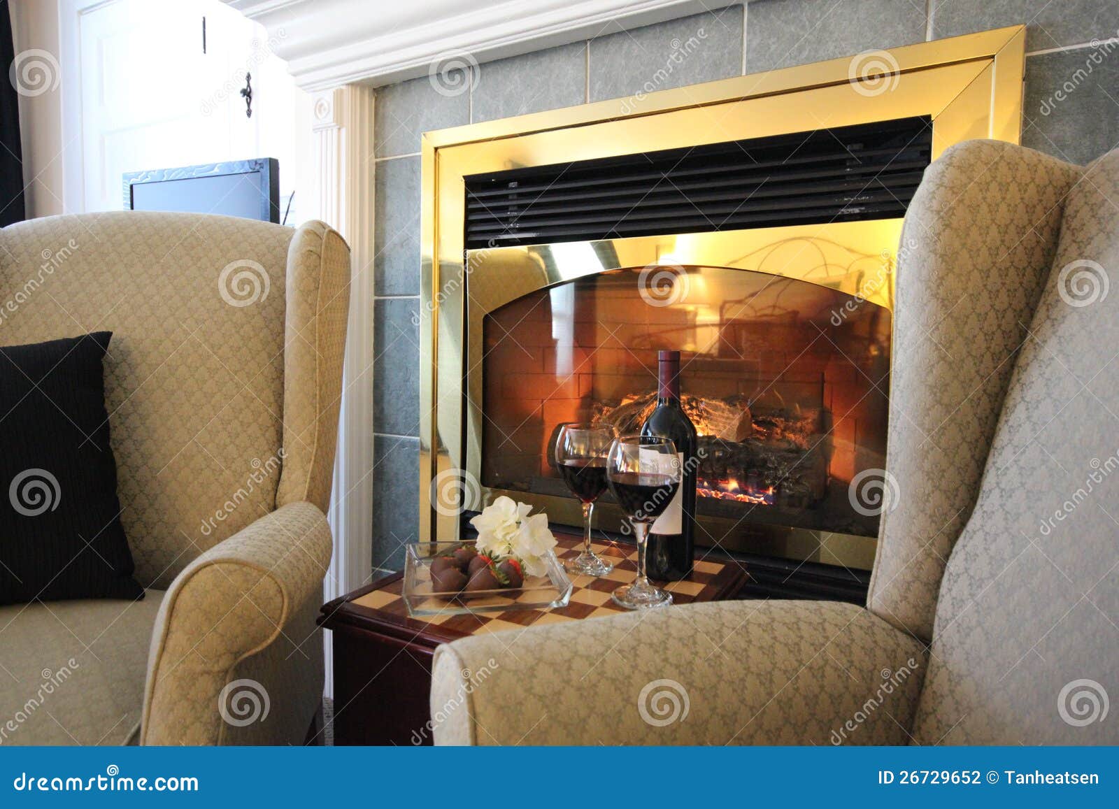 Wine and a fire stock photo. Image of fireplace, love - 26729652
