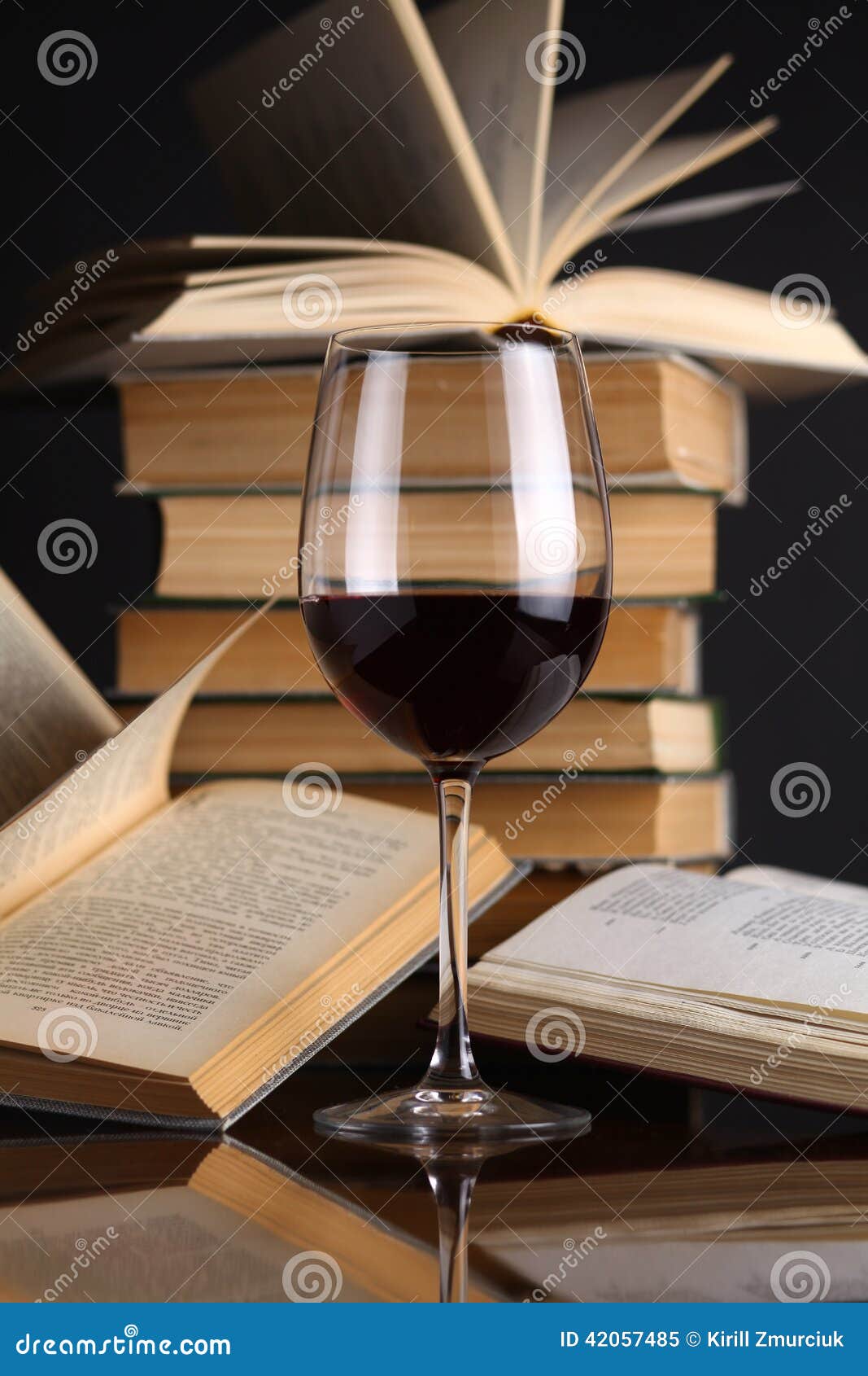 Wine glass and books stock image. Image of pages, luxury - 42057485