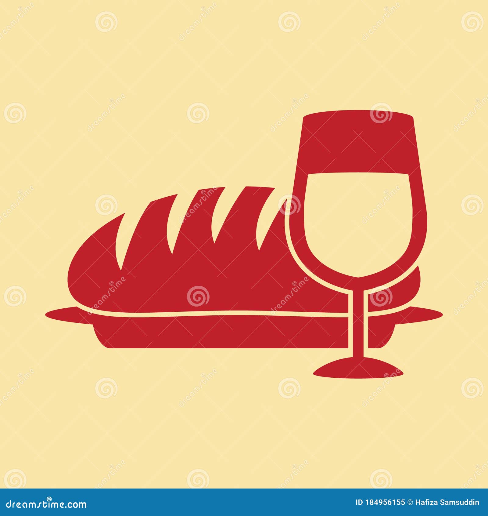Wine Glass and Bread. Vector Illustration Decorative Background Design ...