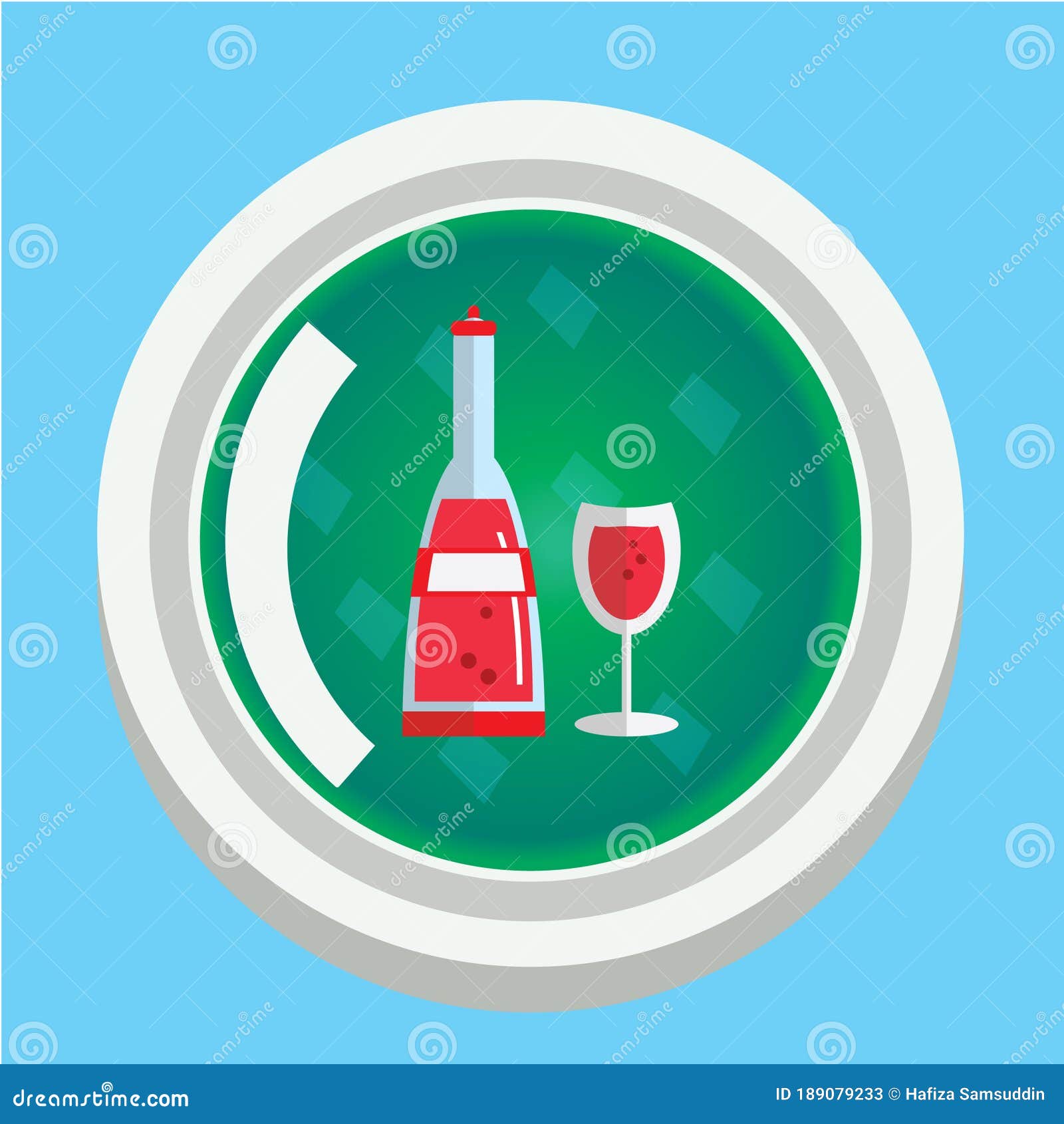 Wine and Glass Button. Vector Illustration Decorative Design Stock ...