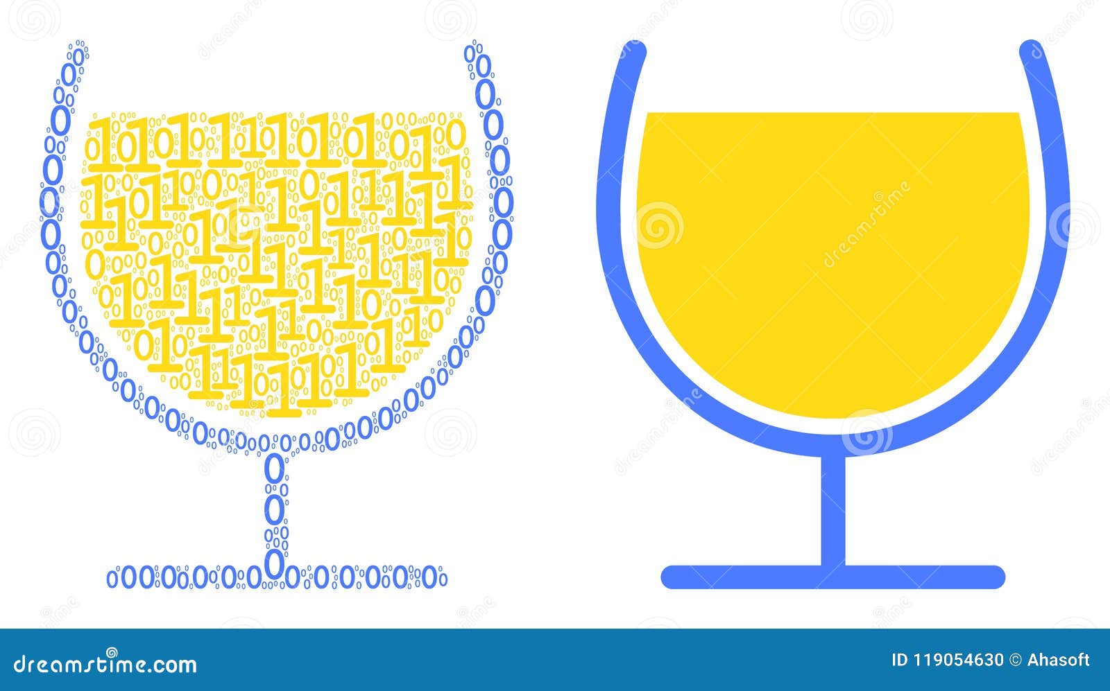 Wine Glass Composition of Binary Digits Stock Vector - Illustration of glass, bottle: 119054630