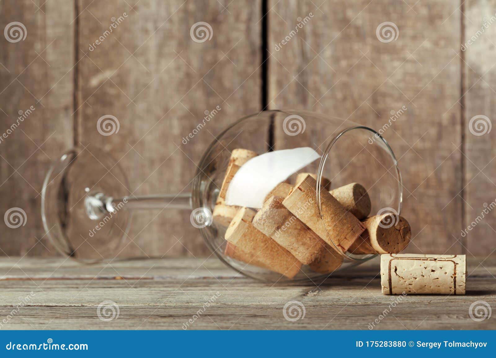 Wine Glass with Corks Inside Creative Photo. Stock Photo - Image of ...