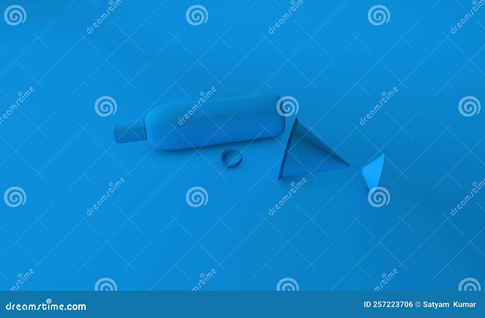 Wine and Glass 3d Render on Cyan BG Stock Illustration - Illustration ...