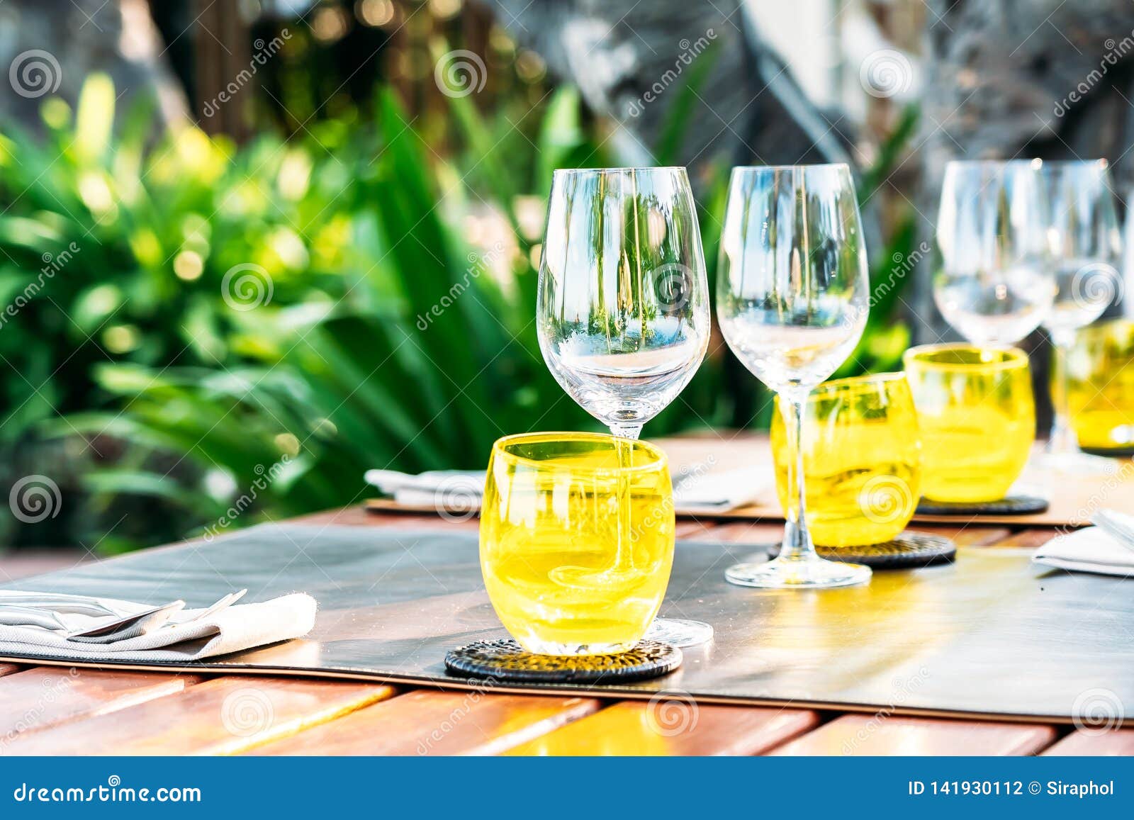 Wine Glass with Dining Set Prepare for Breakfast Lunch or Dinner on ...