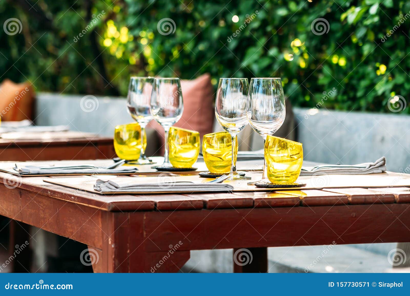 Wine Glass with Dining Set Prepare for Breakfast Lunch or Dinner on ...