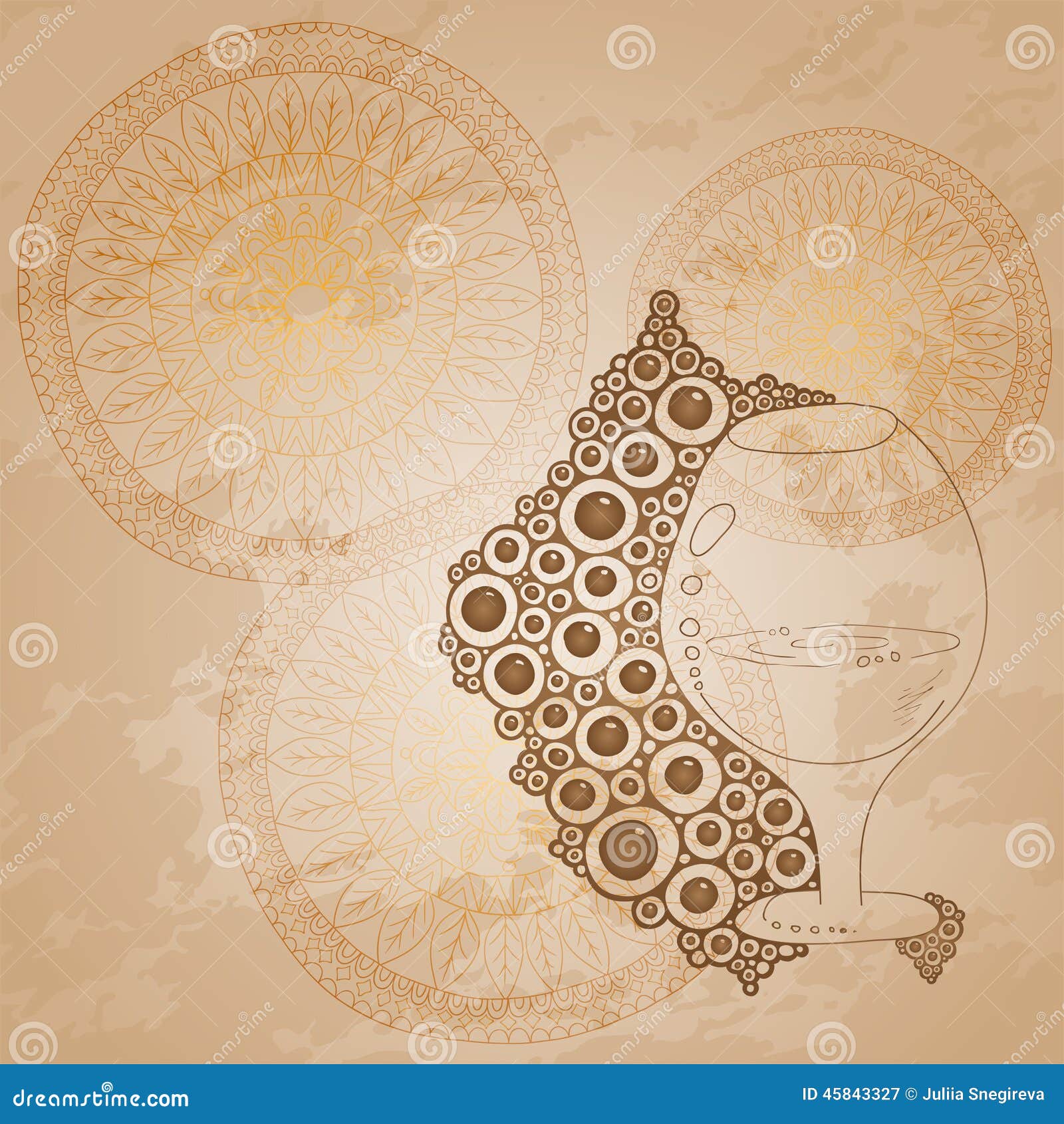 Wine Glass with the Doodle Circular Pattern Stock Vector - Illustration ...