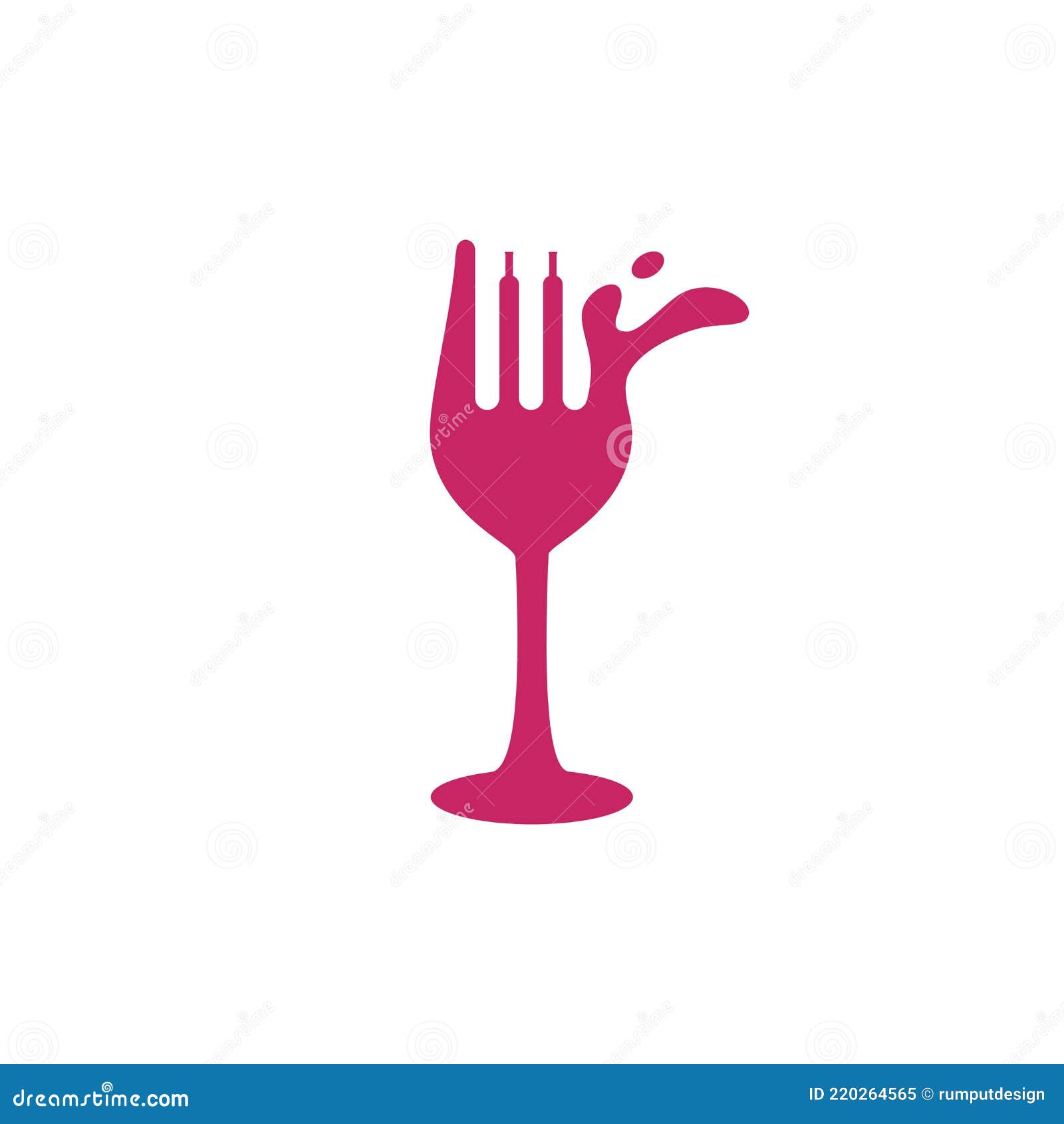 Wine glass fork splash stock vector. Illustration of brand - 220264565