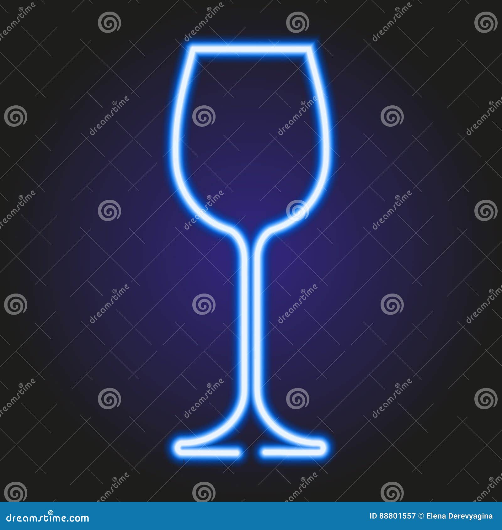 Wine Glass Glowing Blue Neon of Illustration Stock Illustration ...