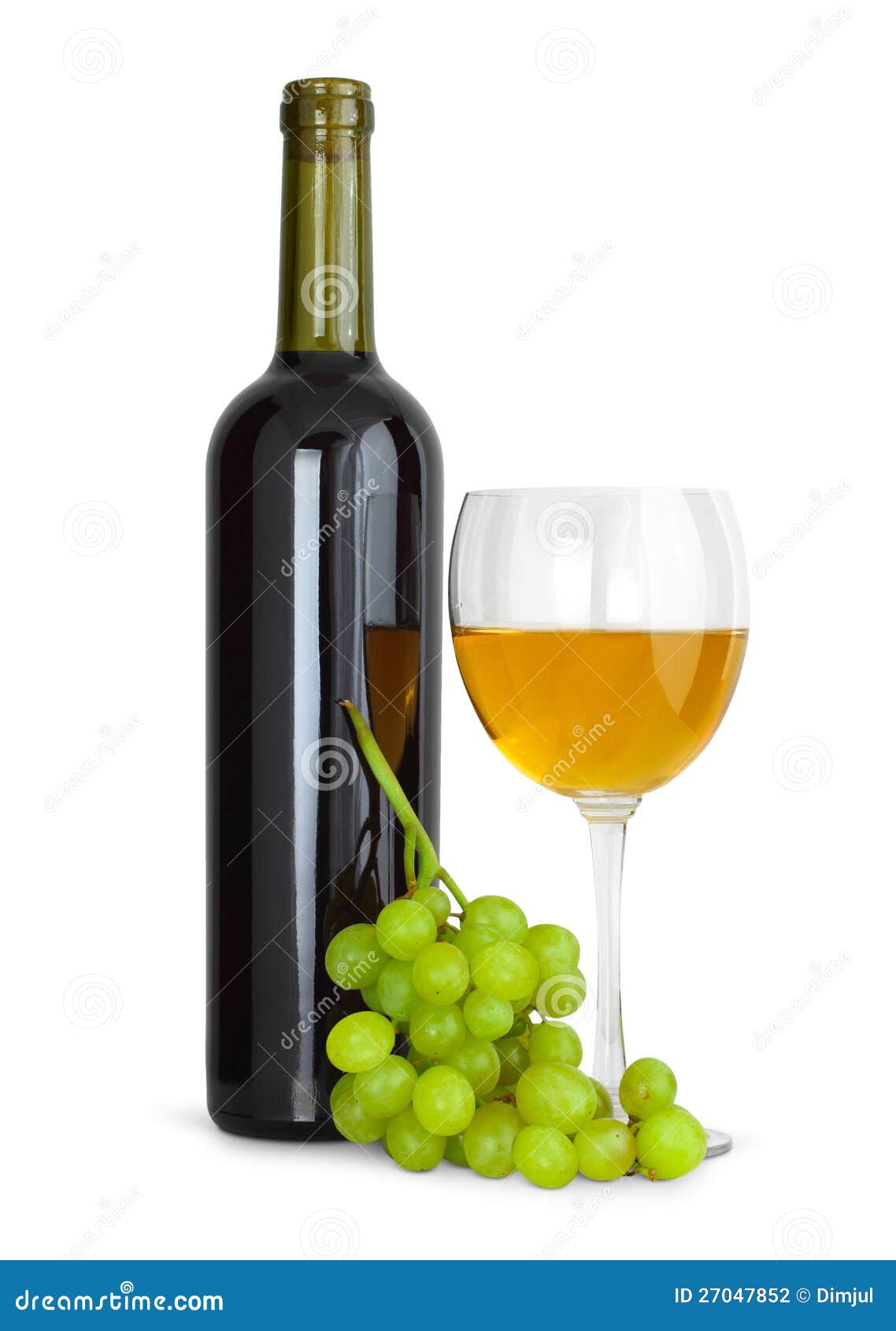 Wine In Glass With Grapes And Bottle Stock Photography - Image: 27047852