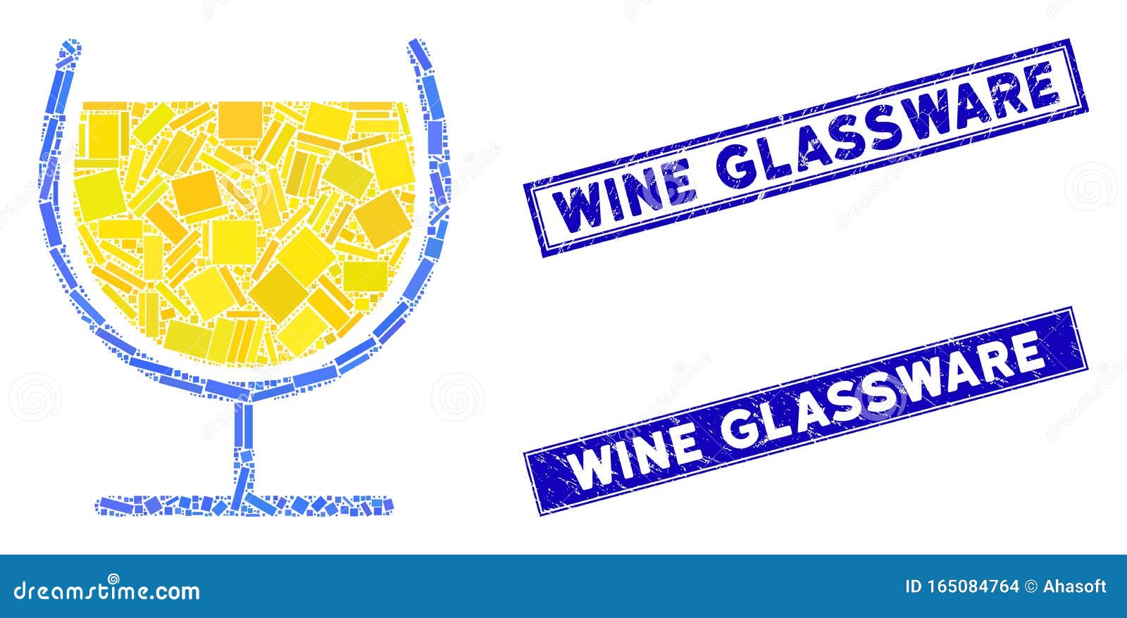 Wine Glass Mosaic and Scratched Rectangle Wine Glassware Seals Stock ...