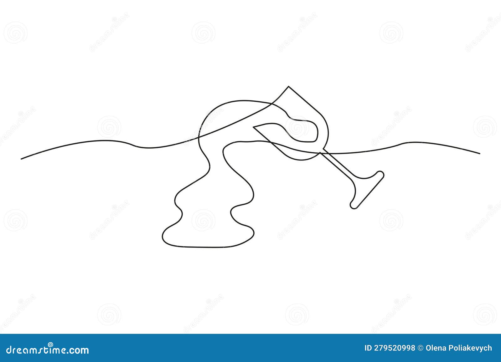 Wine Glass Outline. a Glass of Spilled Wine. Vector Illustration Stock ...