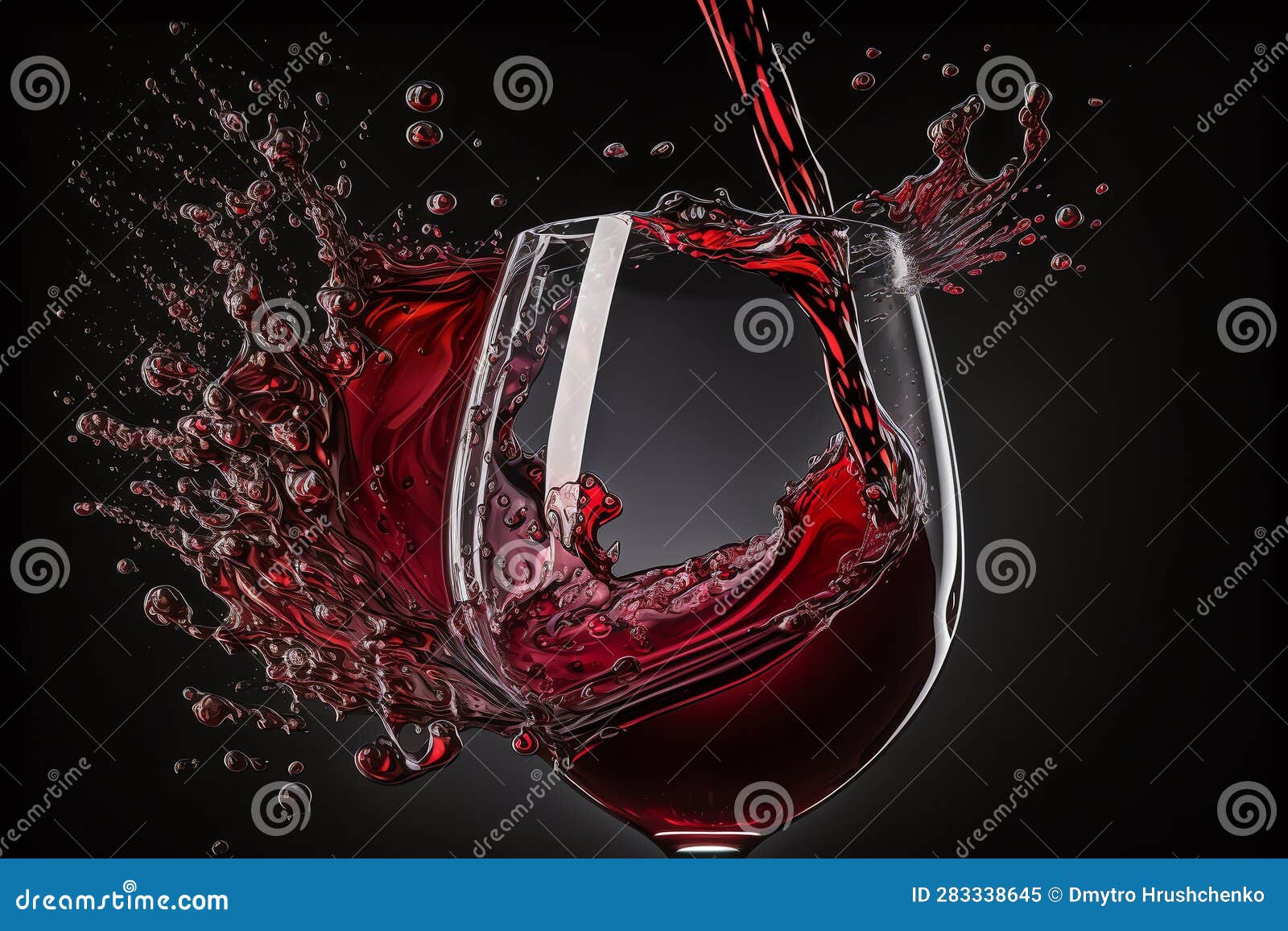 Wine Glass with Red Wine Splash on Dark Background. Pouring Red Wine ...