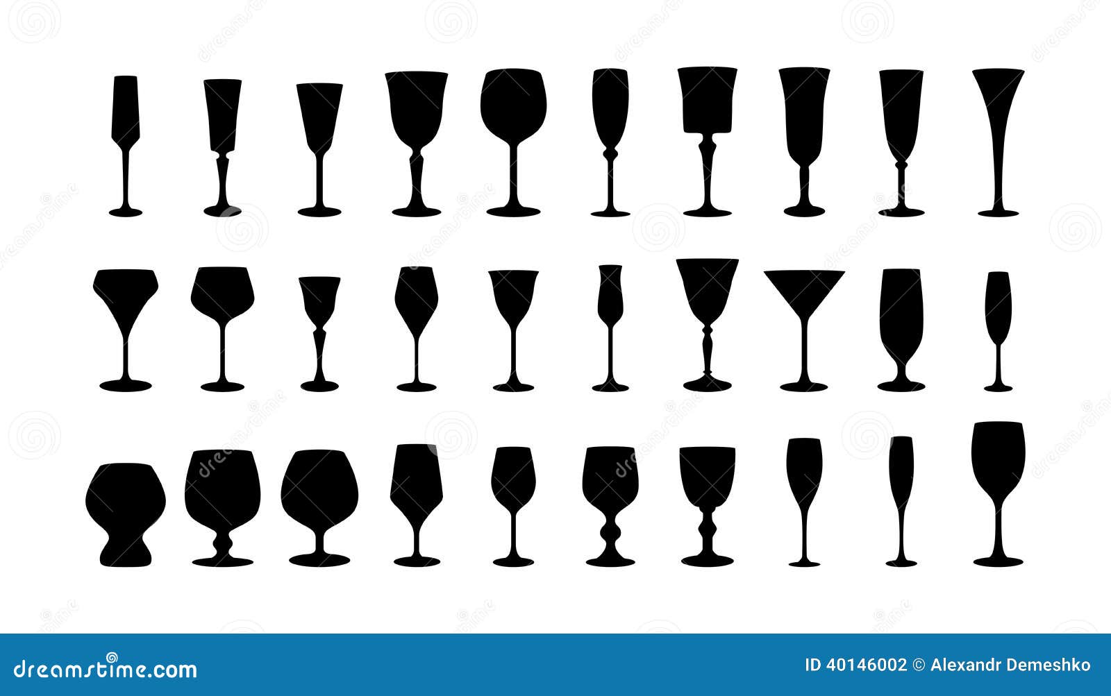 Wine Glass Silhouettes Set. Vector Illustration | CartoonDealer.com ...