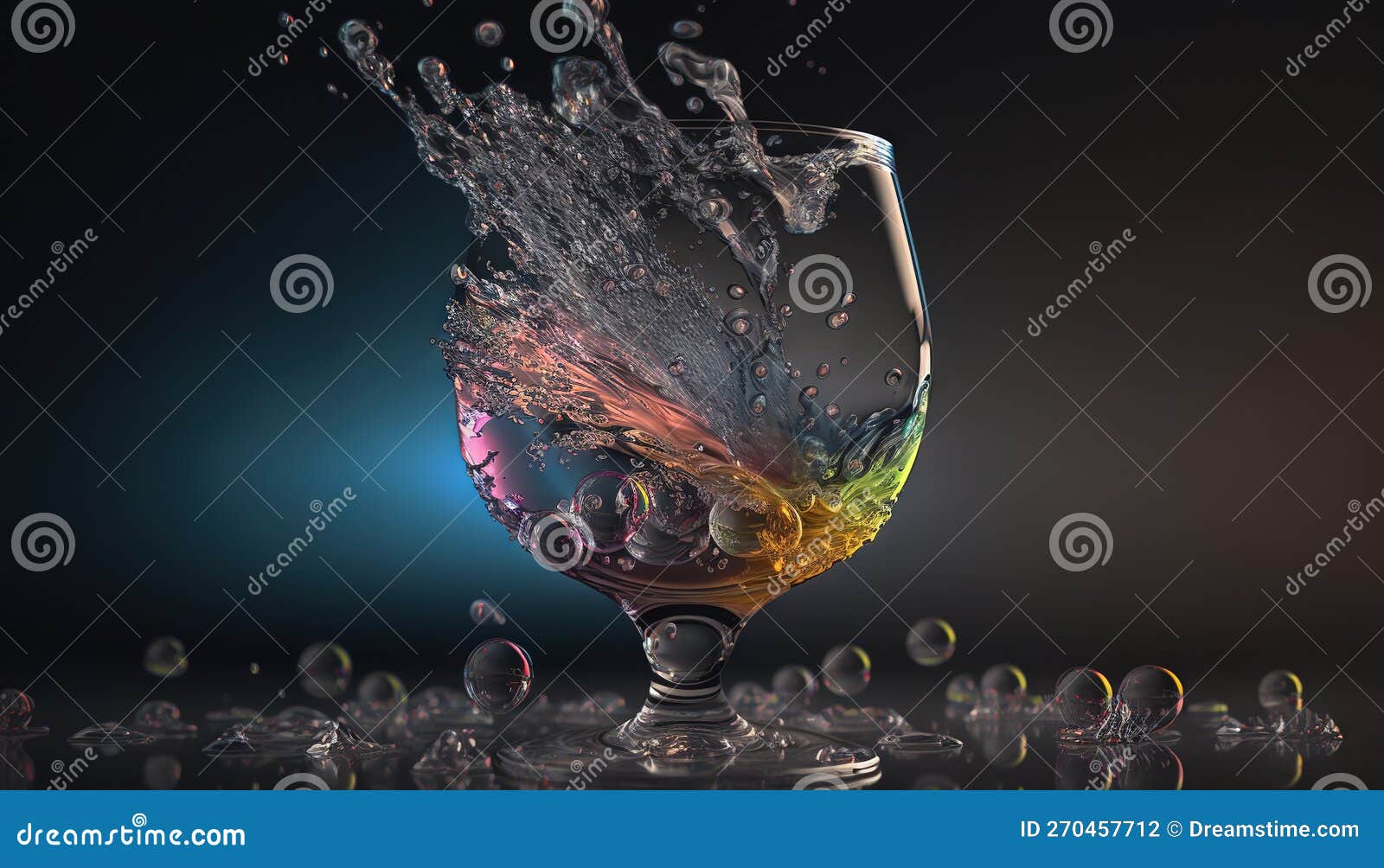 A Wine Glass with Water Splashing Out of it on a Table. Stock ...