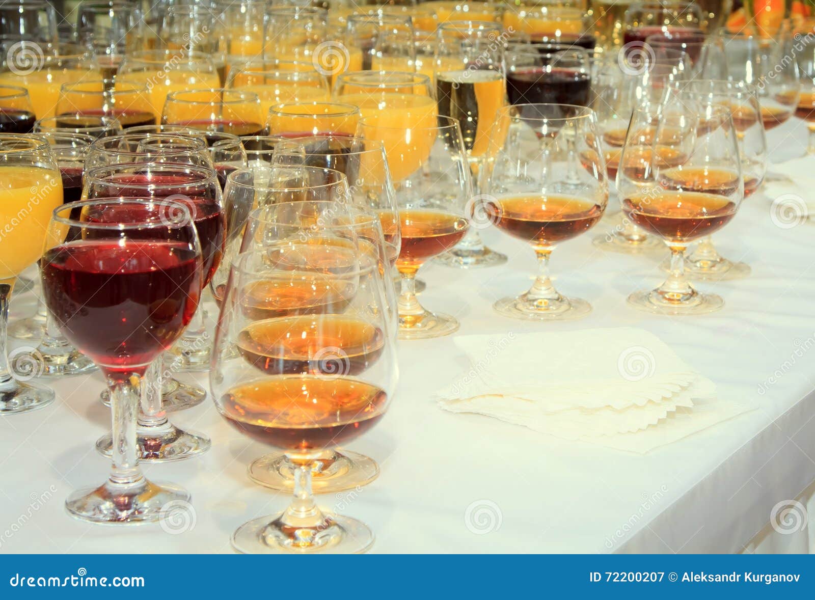Wine Glasses with Alcoholic Drinks on the Table Stock Image - Image of ...