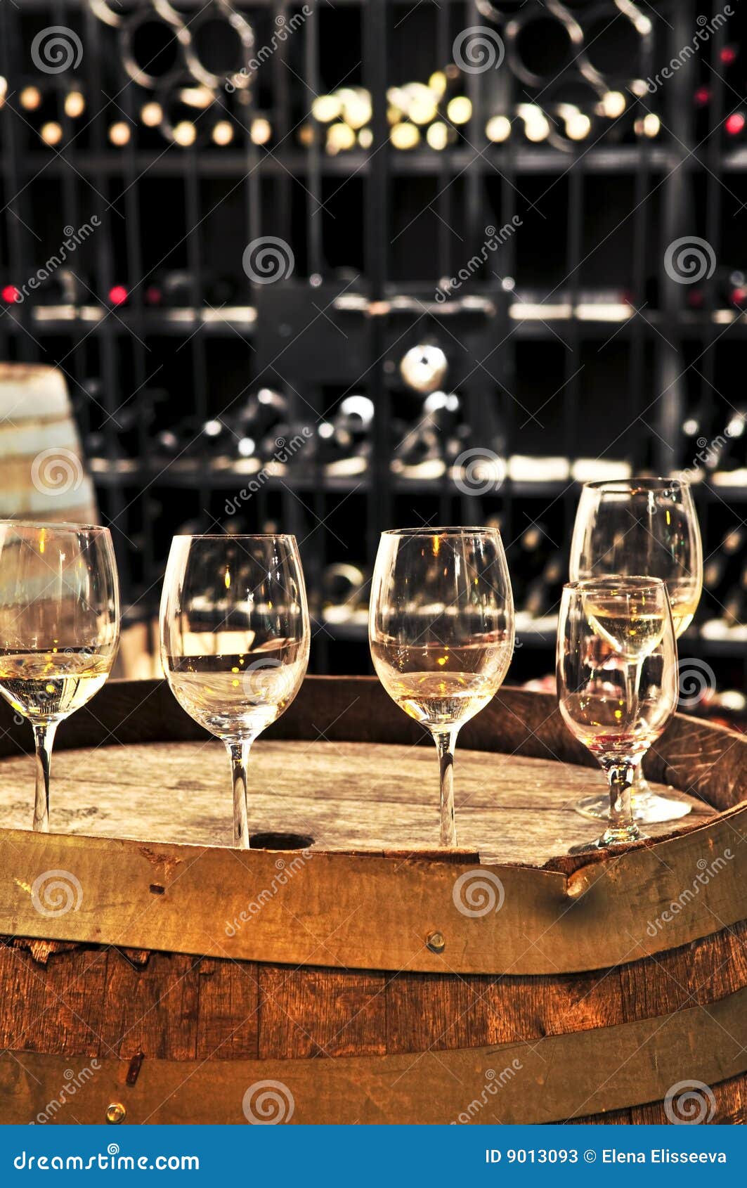 Wine glasses and barrels stock image. Image of crystal - 9013093