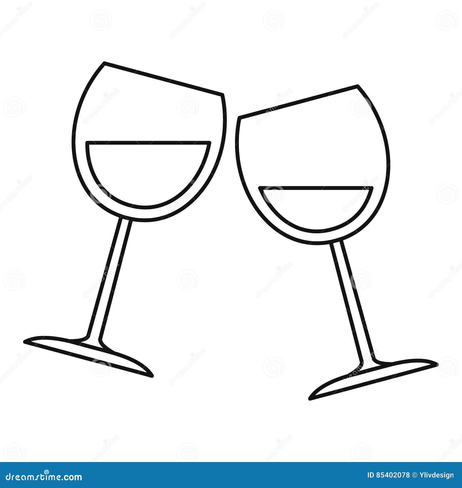 Wine Glasses Icon, Outline Style Stock Vector - Illustration of ...
