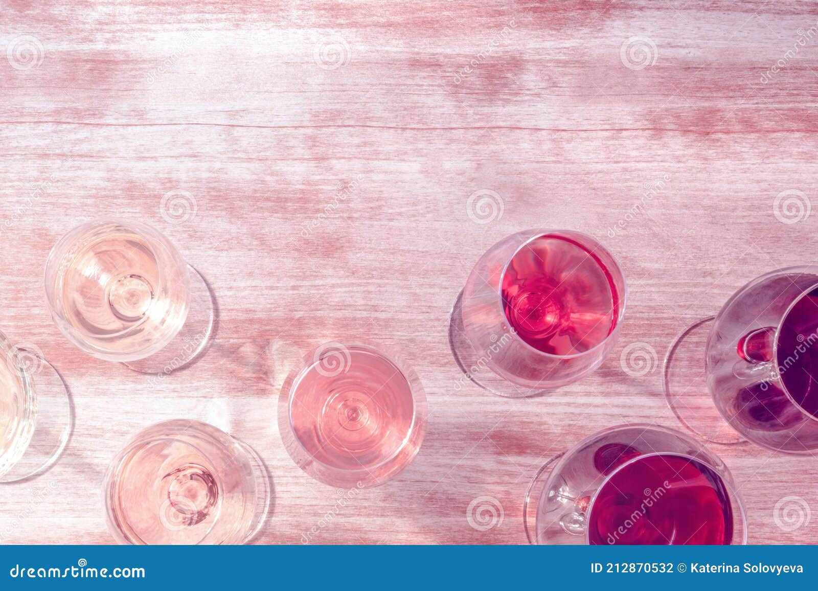 Wine Glasses, Overhead Flat Lay Shot Stock Photo - Image of color, rose ...