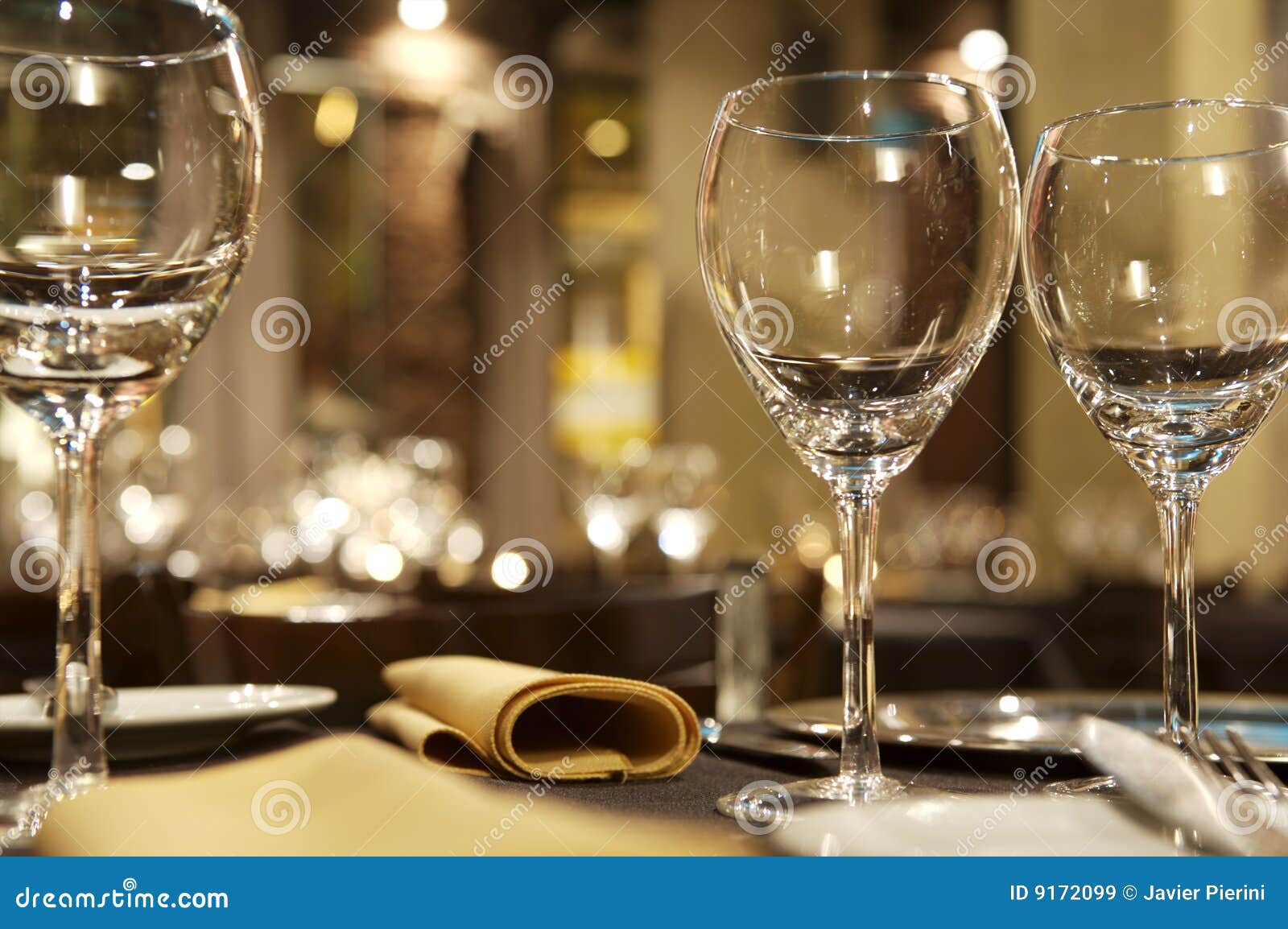 Wine Glasses On Restaurant Table Royalty Free Stock Images Image 9172099