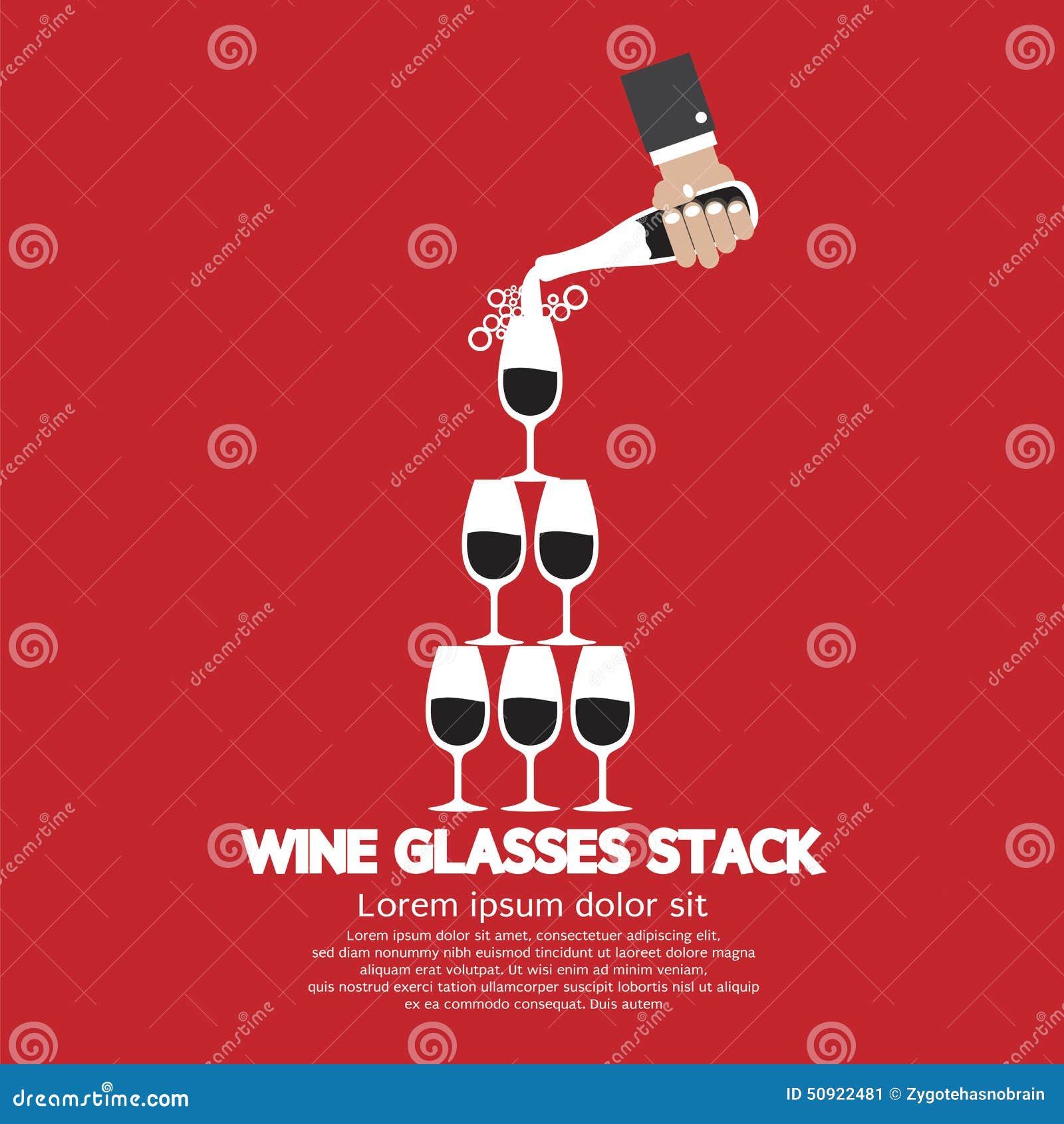 Wine Glasses Stack on Red Background Stock Vector - Illustration of ...
