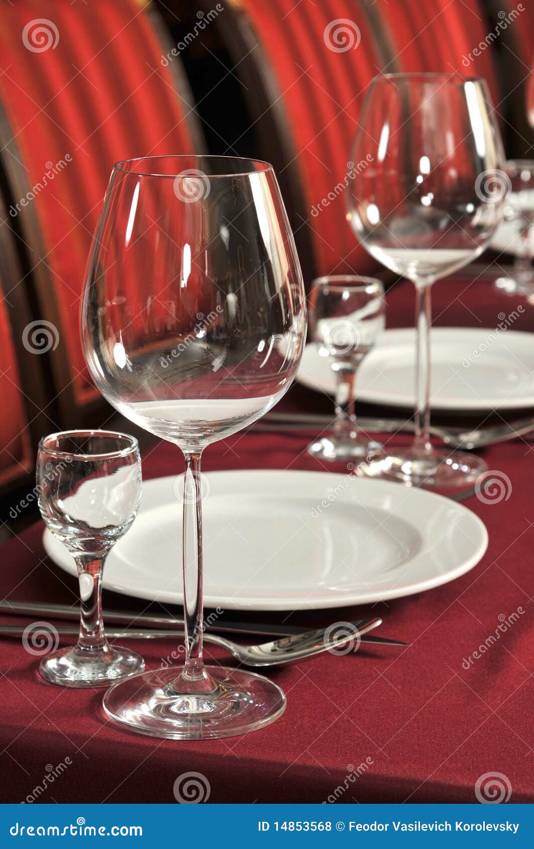 Wine Glasses On A Table At Restaurant. Stock Photo - Image of glass ...
