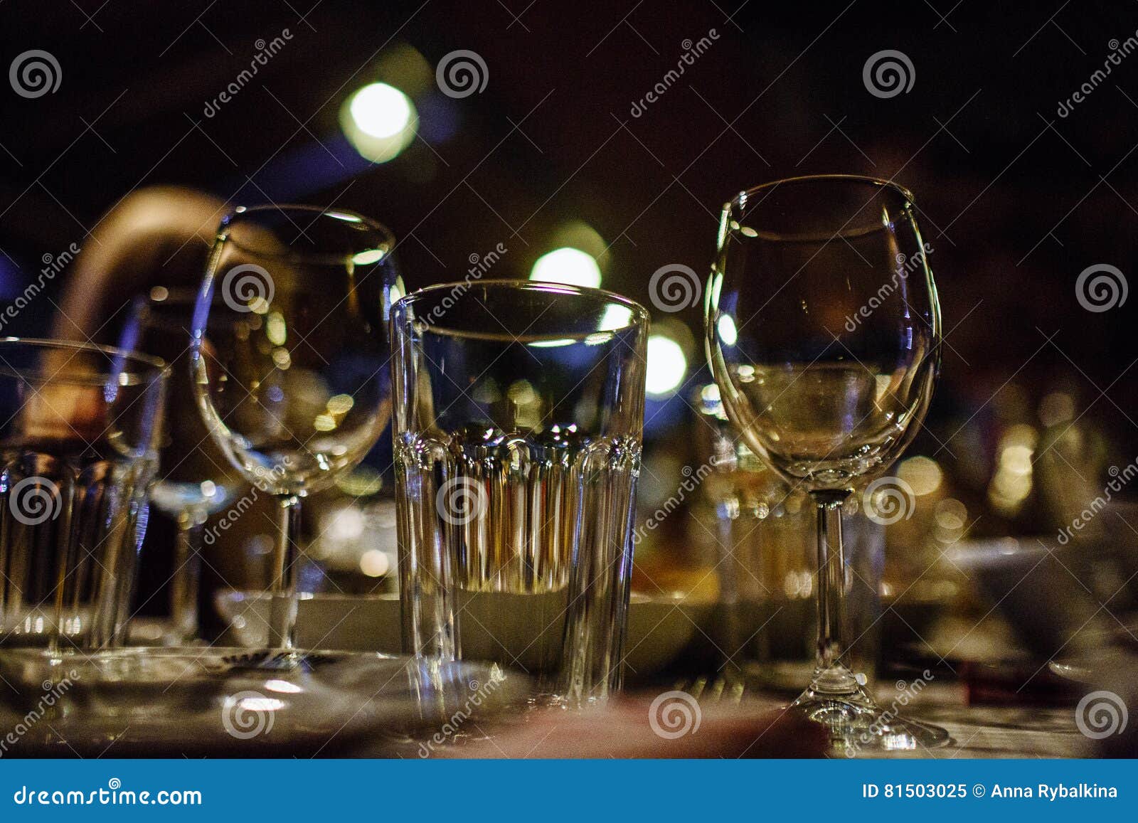 Wine Glasses And Table Setting In Restaurant Stock Image Image Of Dishware Empty 81503025