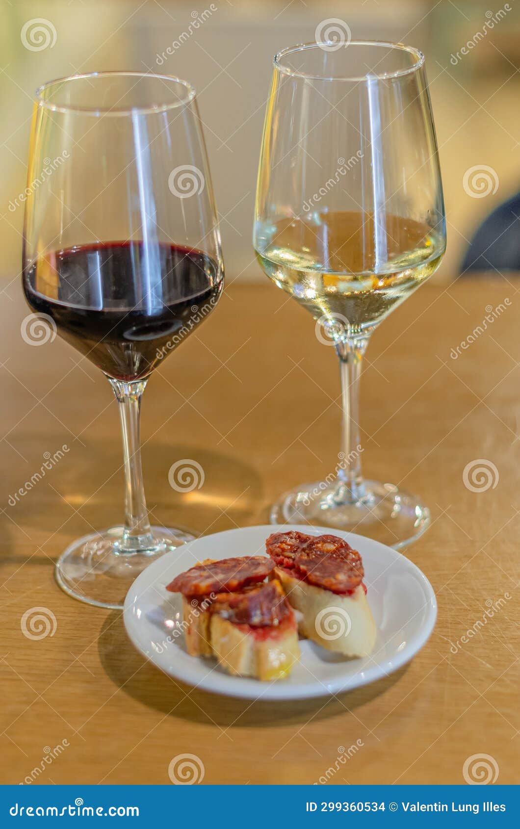 Wine Glasses and Tapas in a Spanish Bar Stock Photo - Image of closeup ...