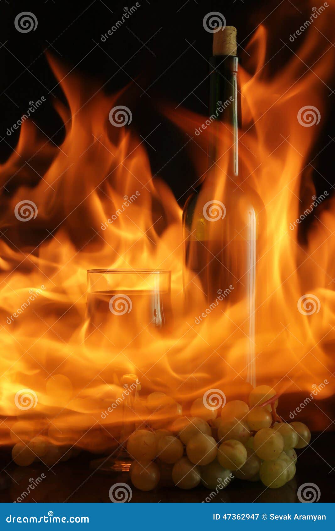 Wine and grapes stock image. Image of fire, brown, burnt - 47362947
