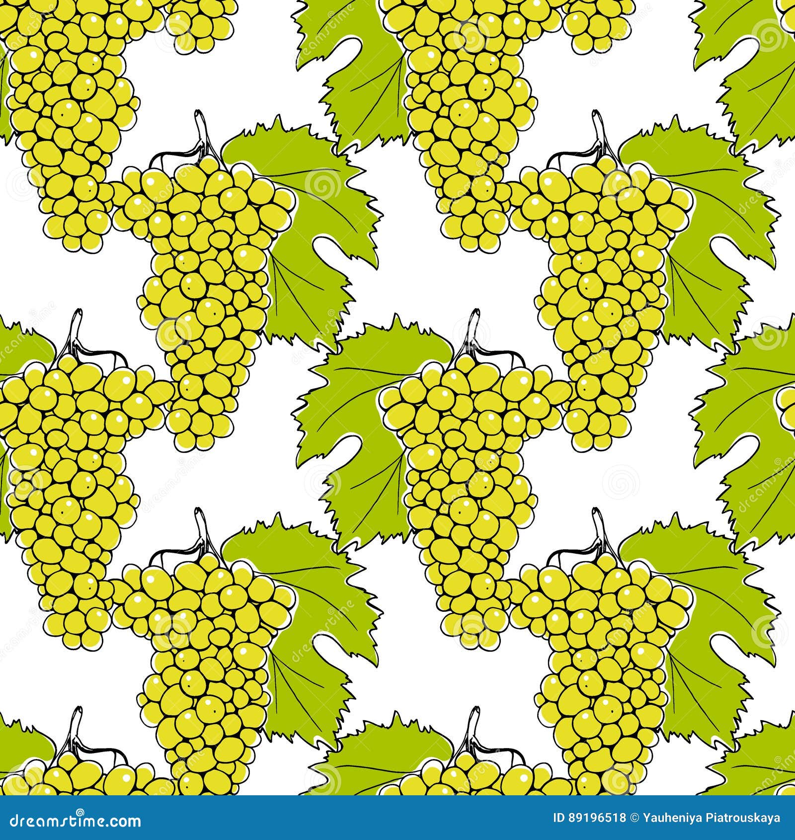 Wine grapes pattern stock vector. Illustration of leaf - 89196518