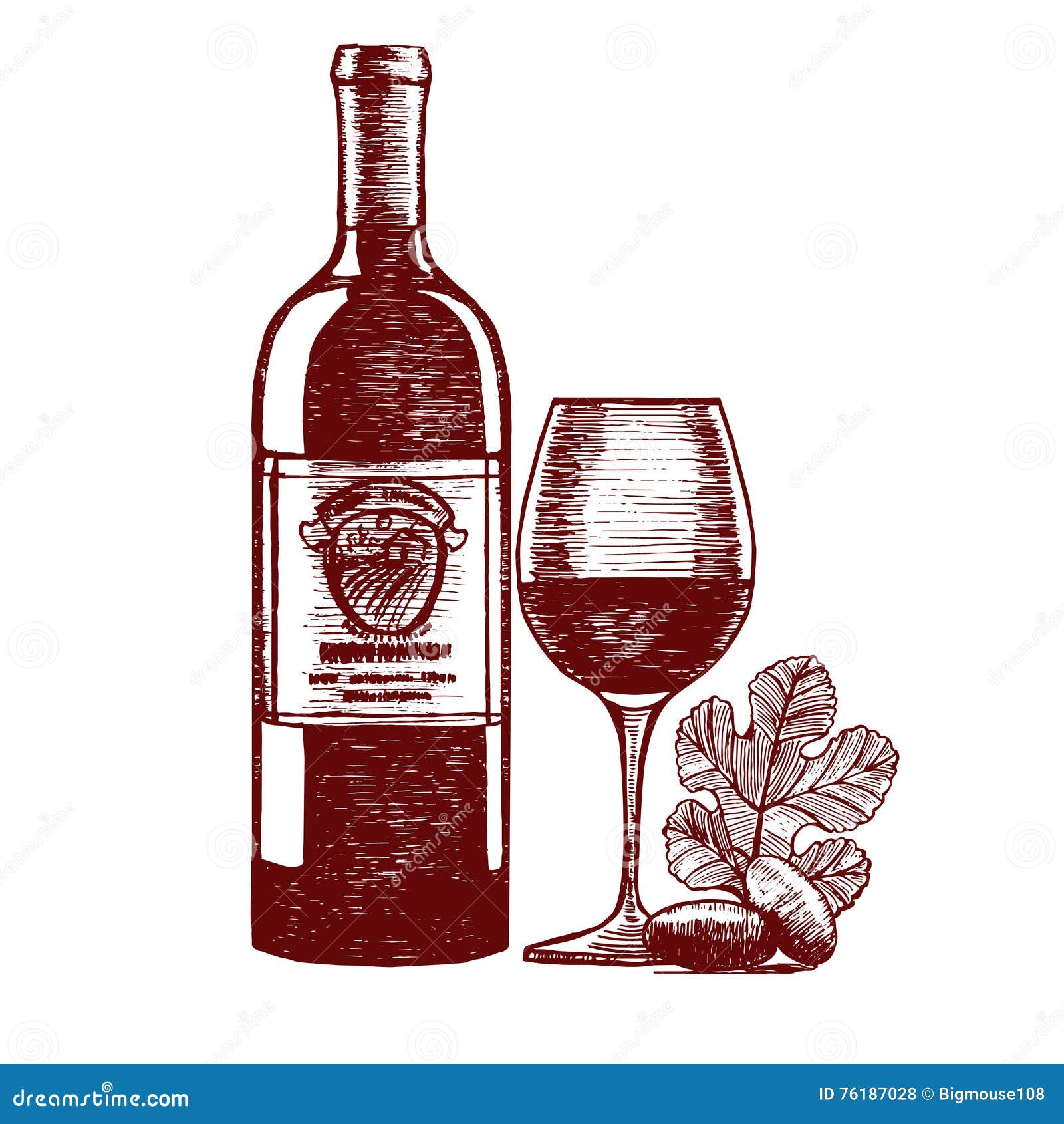 Wine Hand Draw Sketch. Vector Stock Vector - Illustration of hand ...