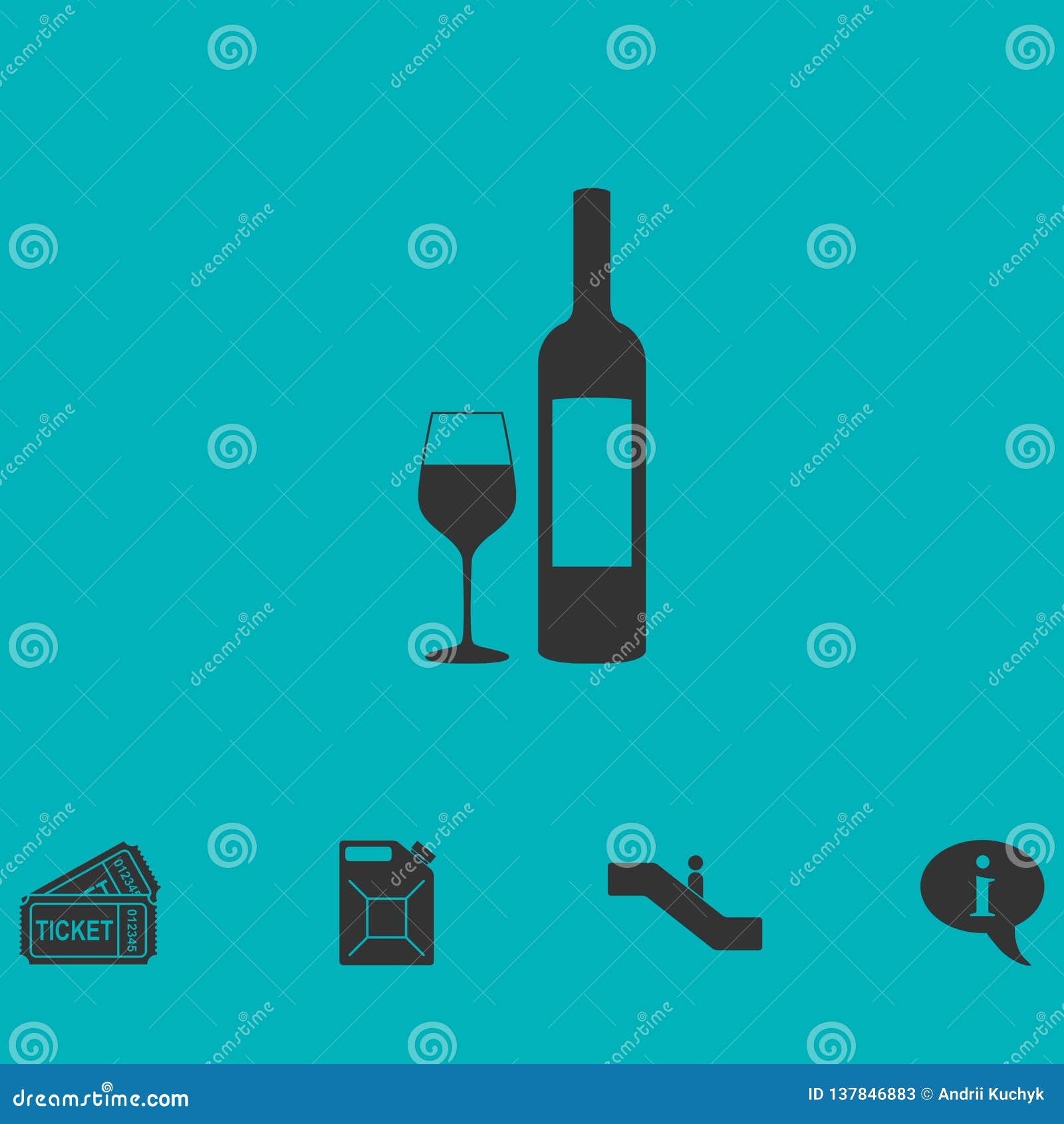 Wine icon flat stock vector. Illustration of dinner - 137846883