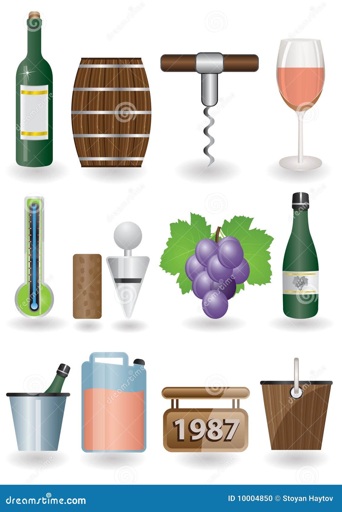 Wine icon set stock vector. Illustration of icon, cask - 10004850