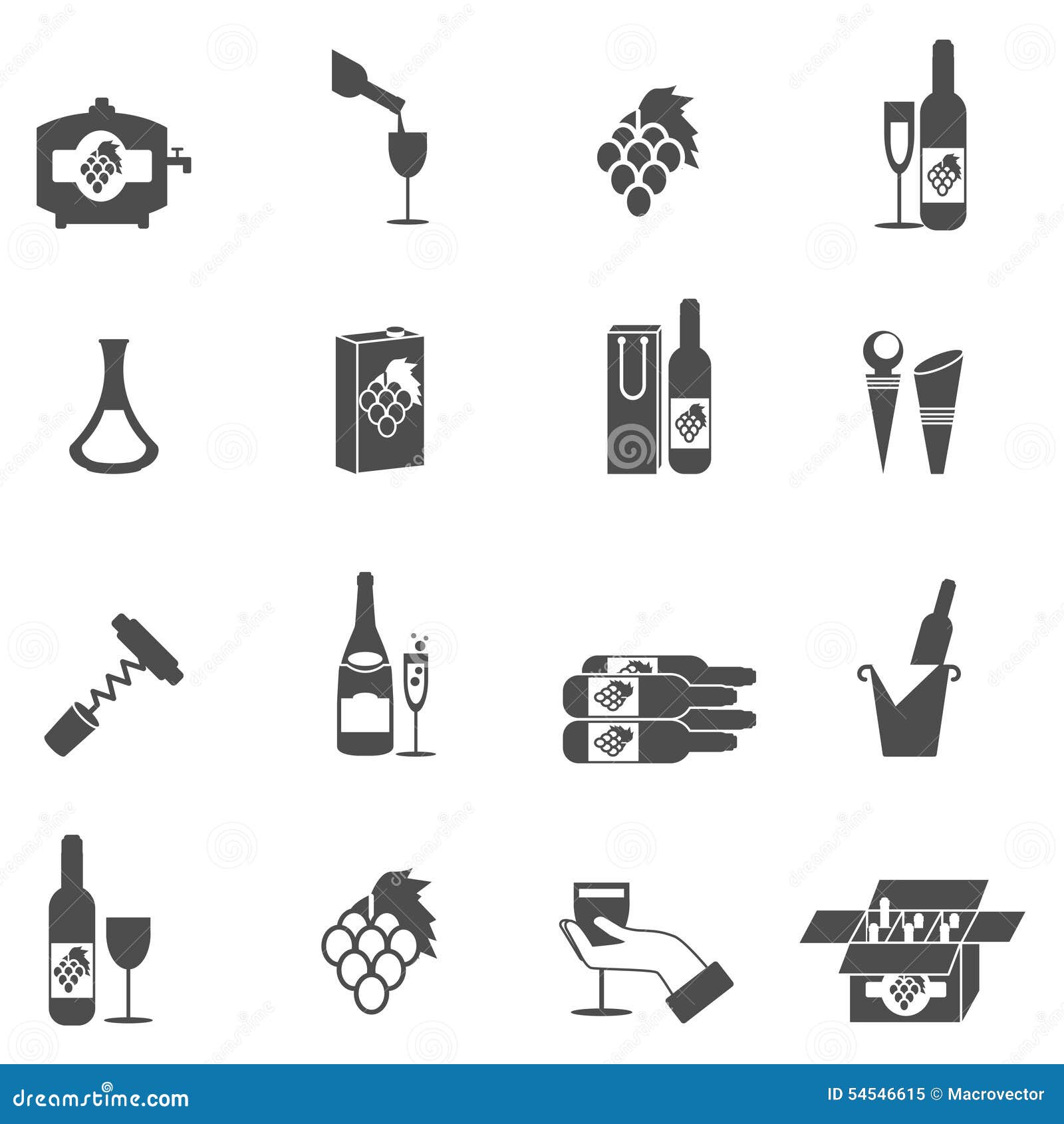 Wine Icon Set stock vector. Illustration of cellar, bottle - 54546615