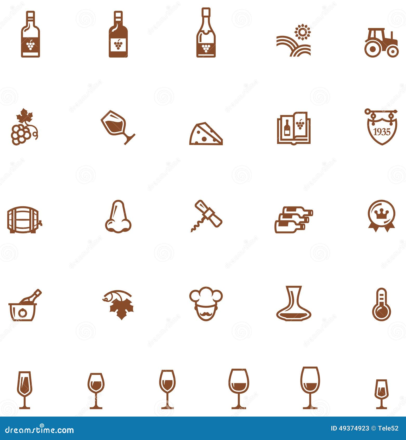 Wine icon set stock vector. Illustration of chef, cold - 49374923