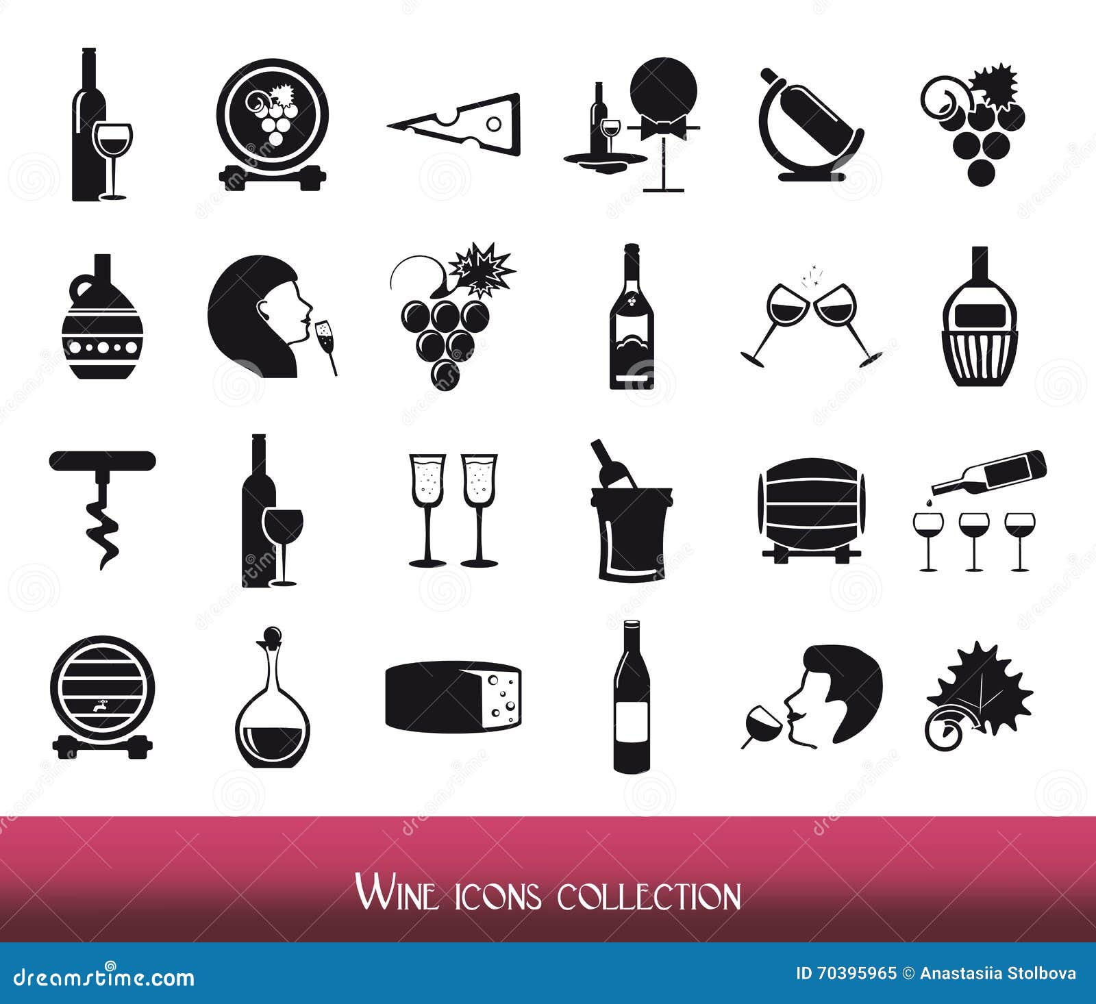 Wine icons collection stock vector. Illustration of group - 70395965