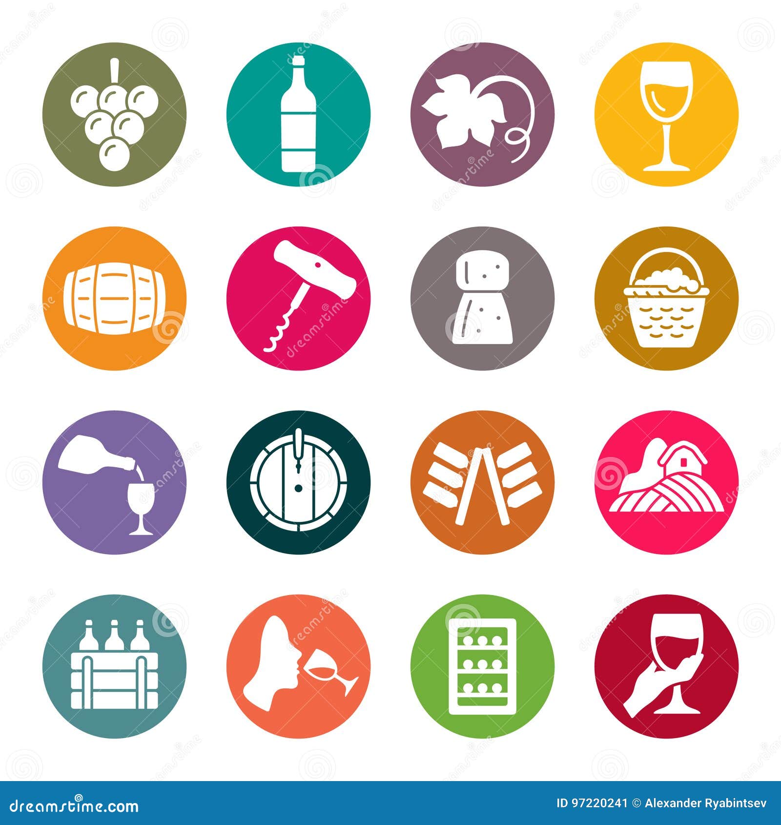 Wine icons stock vector. Illustration of cellar, mature - 97220241