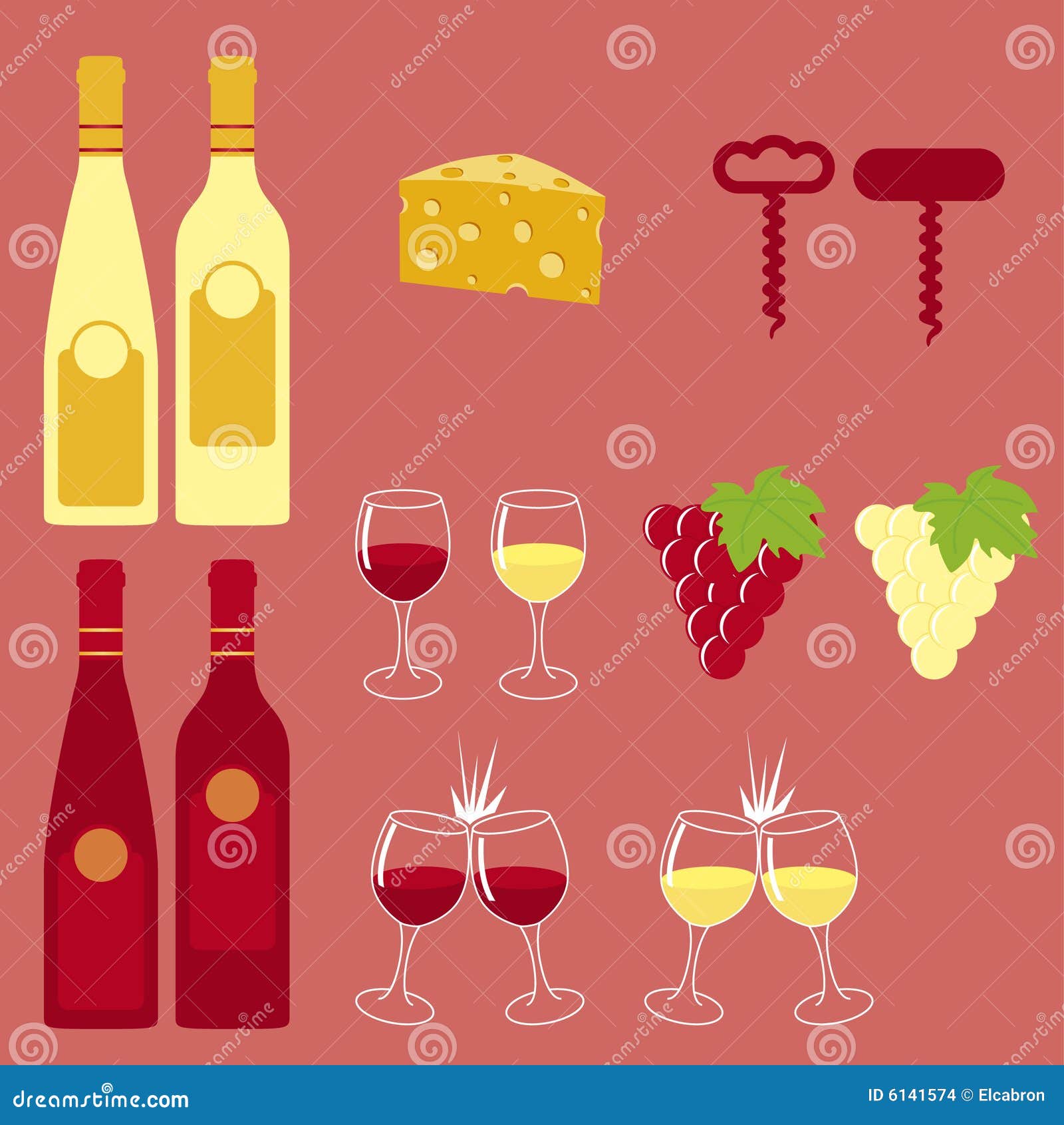 Wine Icons set stock vector. Illustration of opener, wineglass - 6141574