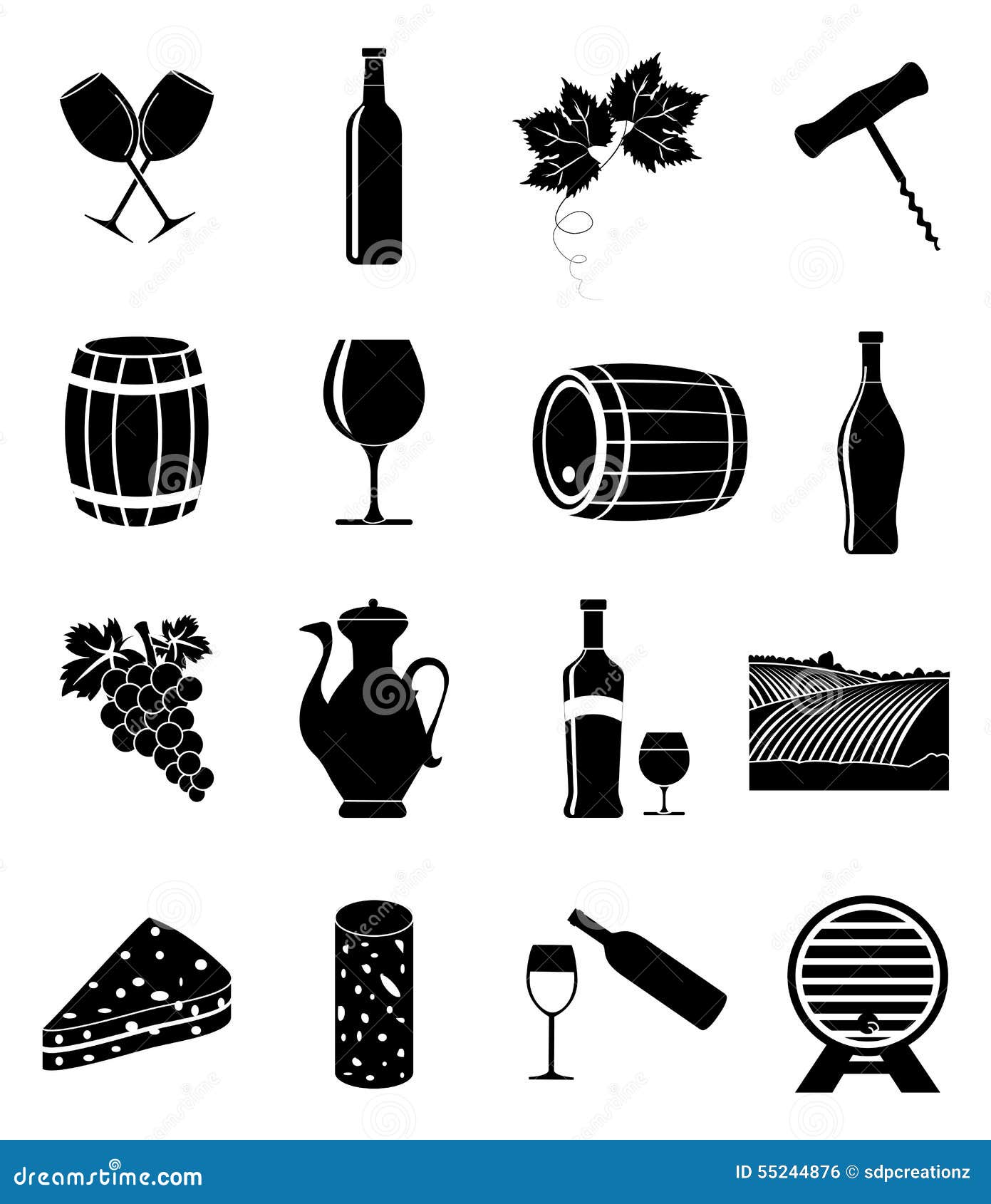 Wine Icons Collection Cartoon Vector | CartoonDealer.com #73458447