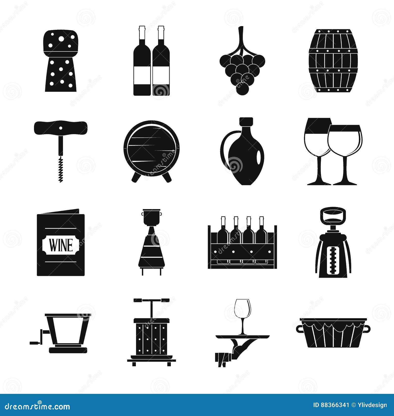 Wine Icons Set, Simple Style Stock Vector - Illustration of french ...